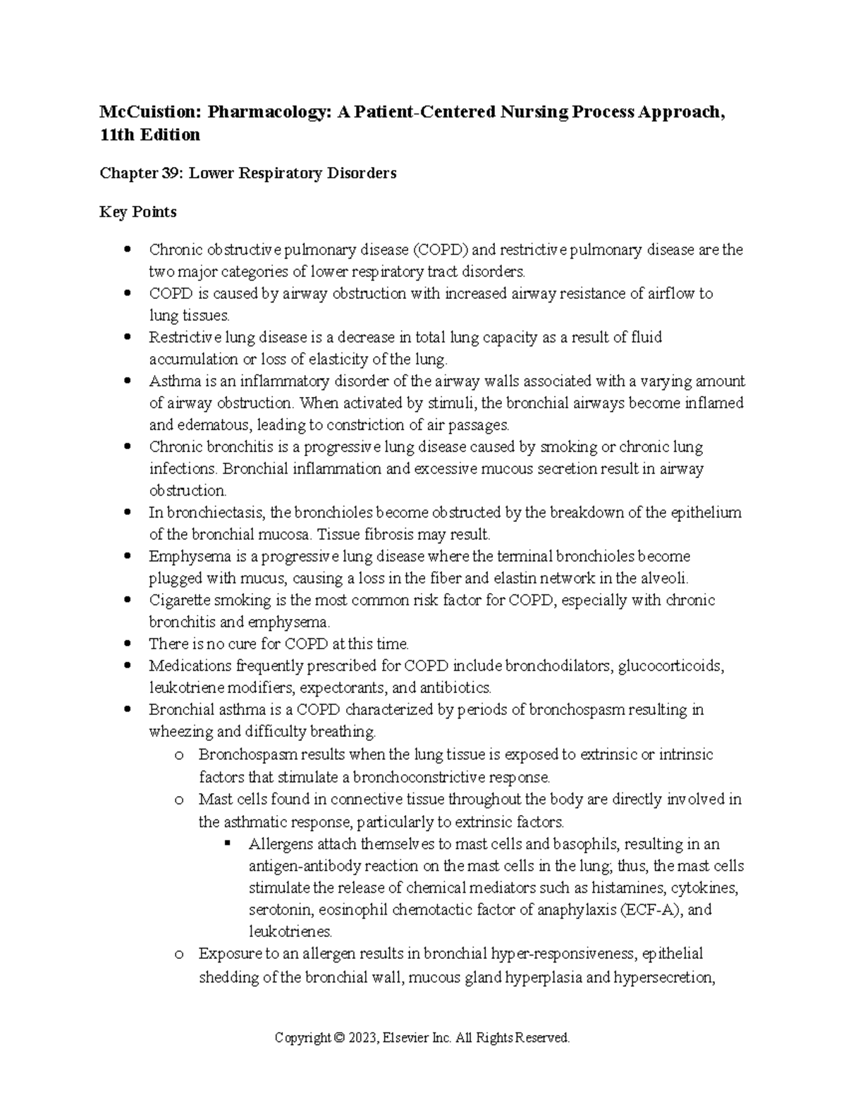 Chapter 039 - Lecture notes - McCuistion: Pharmacology: A Patient ...