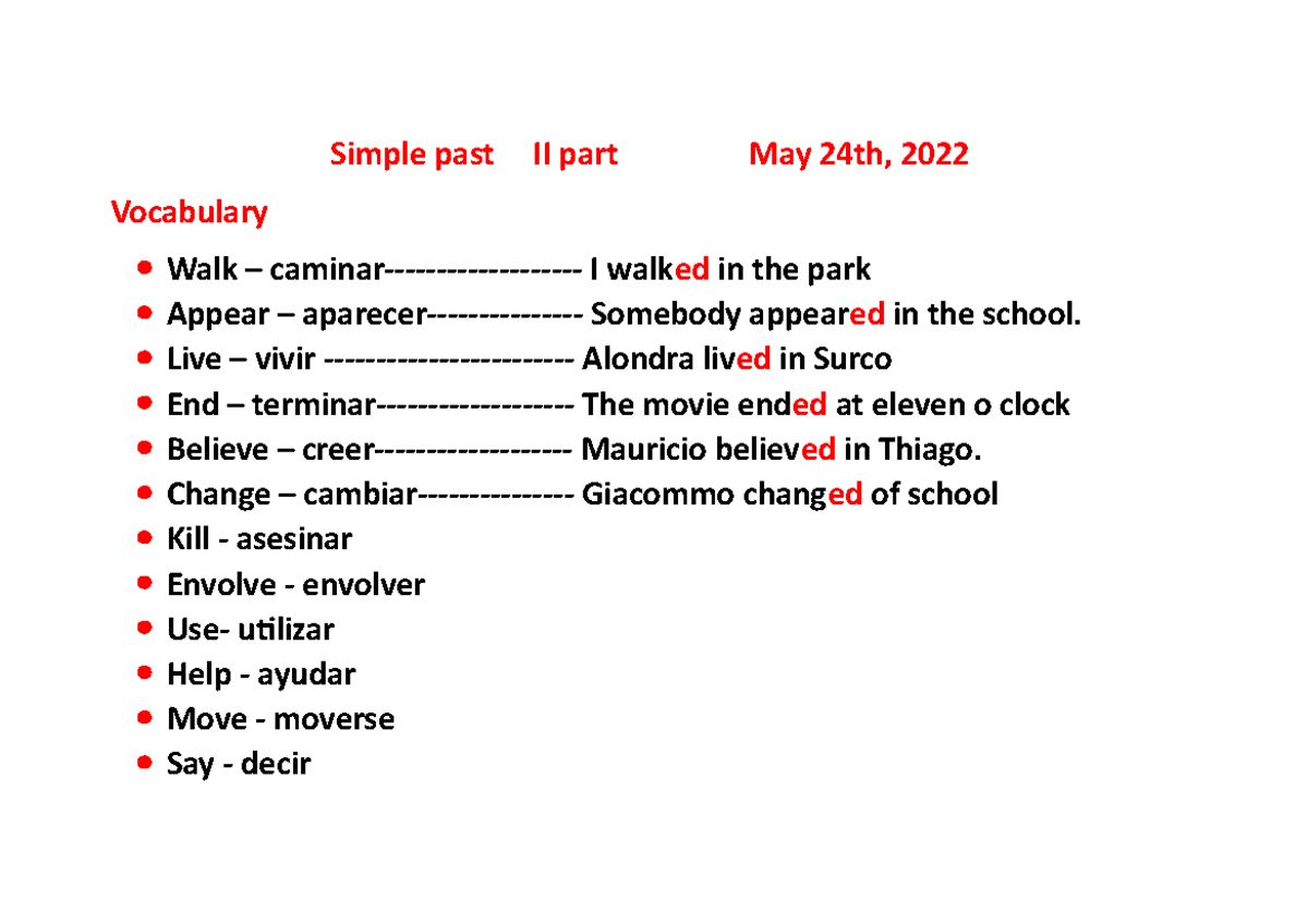 6° primaria - simple past - Simple past II part May 24th, 2022 ...
