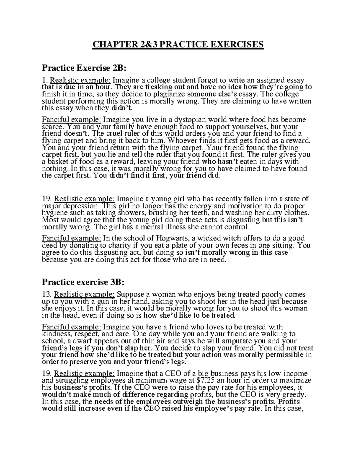 Practice Exercise 3 - applying arguments by principle and arguments by analogy to moral ...