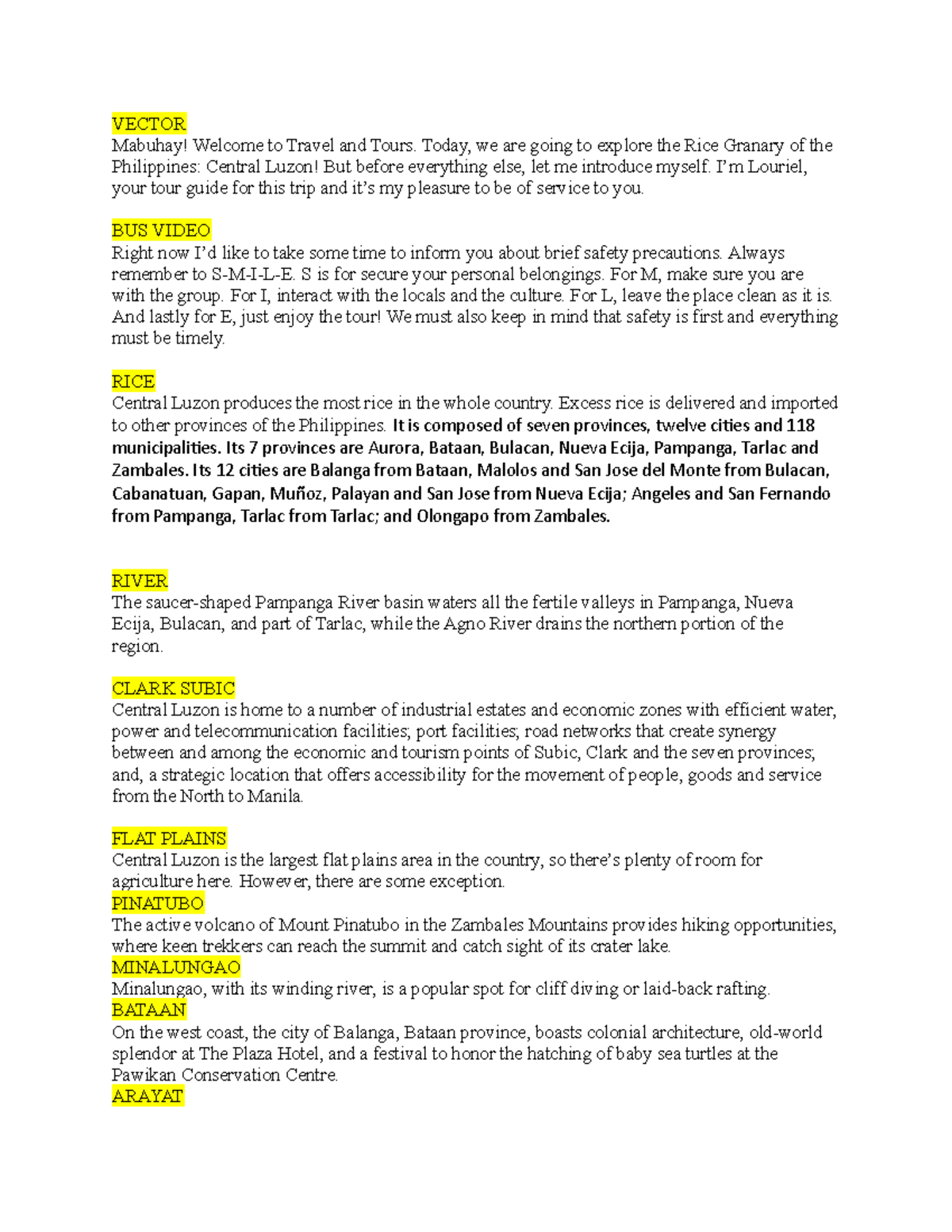 Virtual Tour Draft for Region 3 - VECTOR Mabuhay! Welcome to Travel and ...