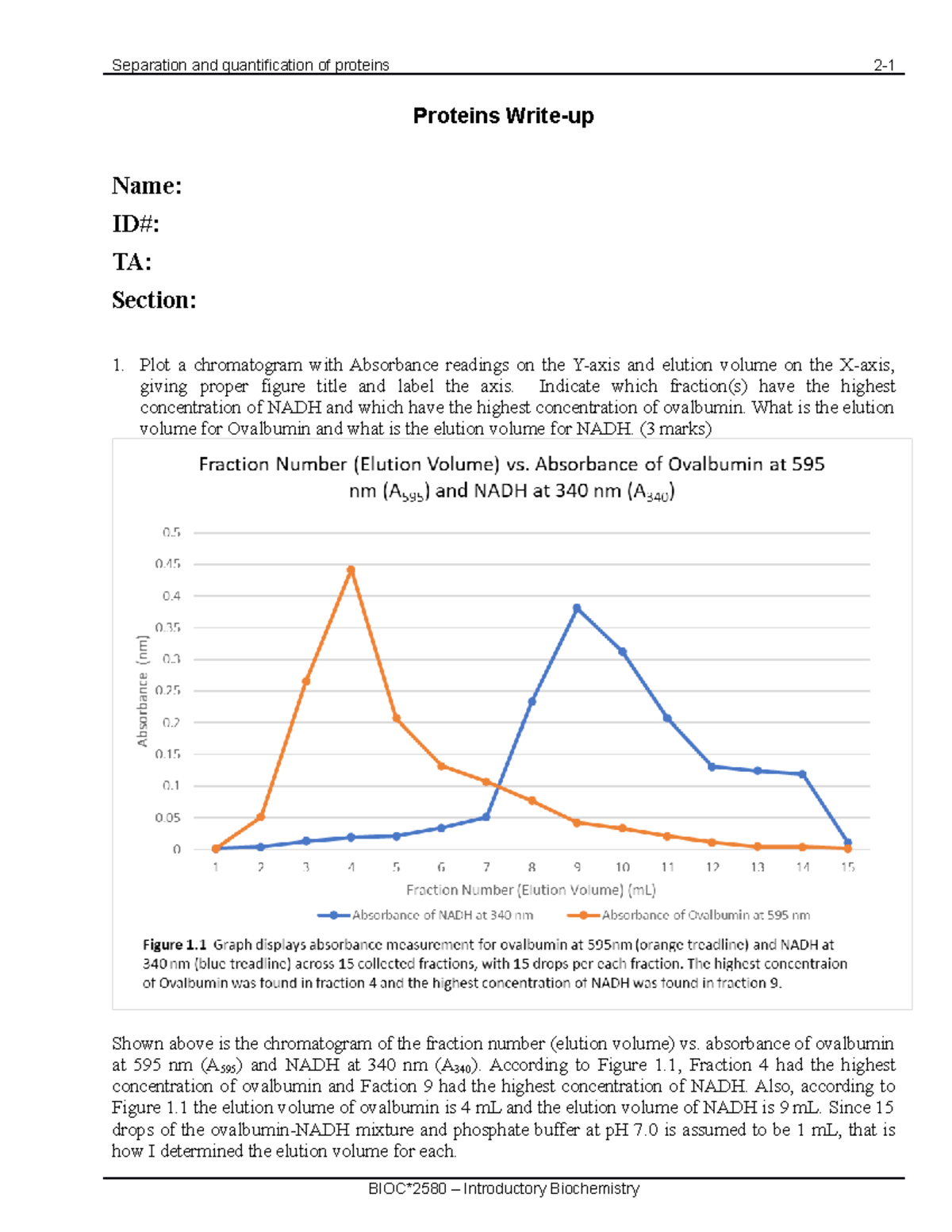 Protein Lab Write Up - Separation and quantification of proteins 2 ...