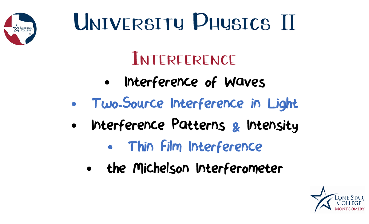 35 - Interference - for chapter 35 - University Physics II • Interference of Waves Interference ...