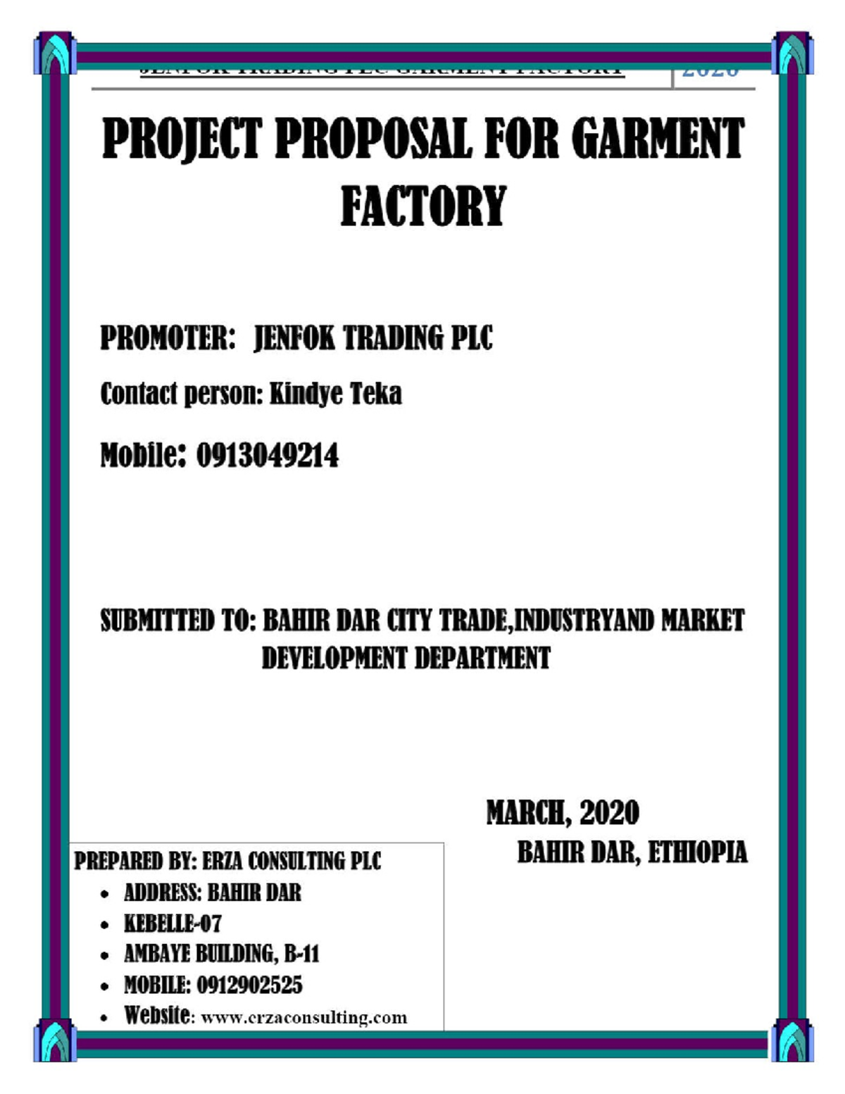 Kindye garment factory proposal - Bussiness Research Methods - Studocu
