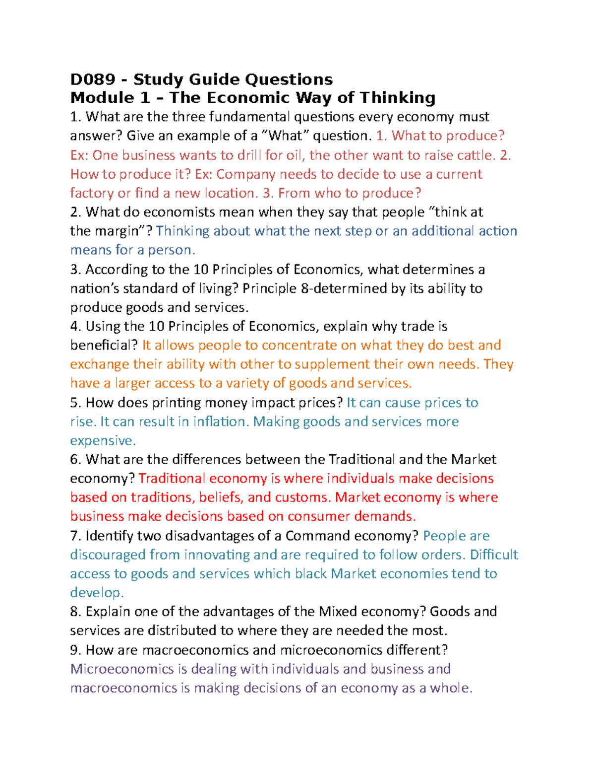 D089 - Module 1 Takeaway - D089 - Study Guide Questions Module 1 – The ...