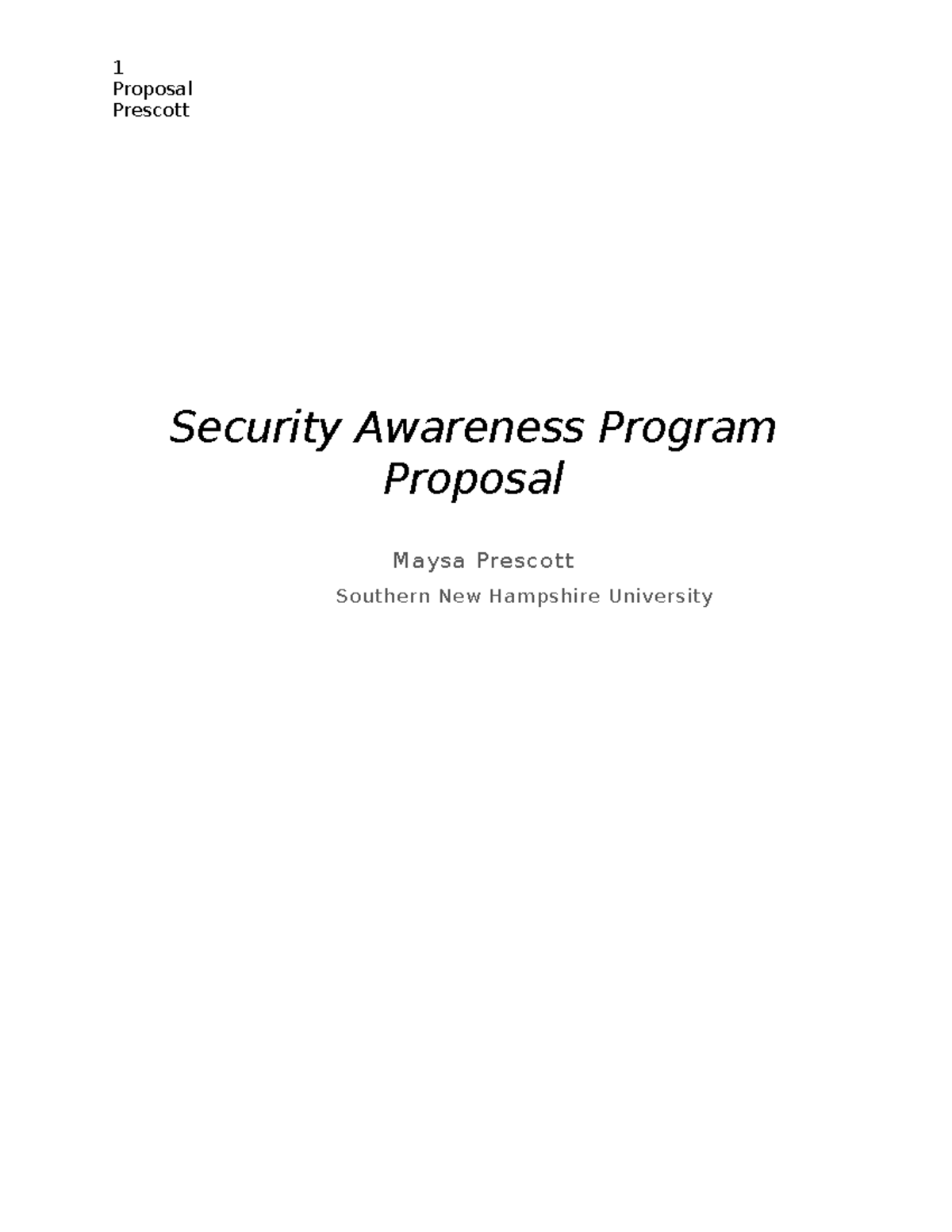 Proposal FInal - Proposal Prescott Security Awareness Program Proposal ...