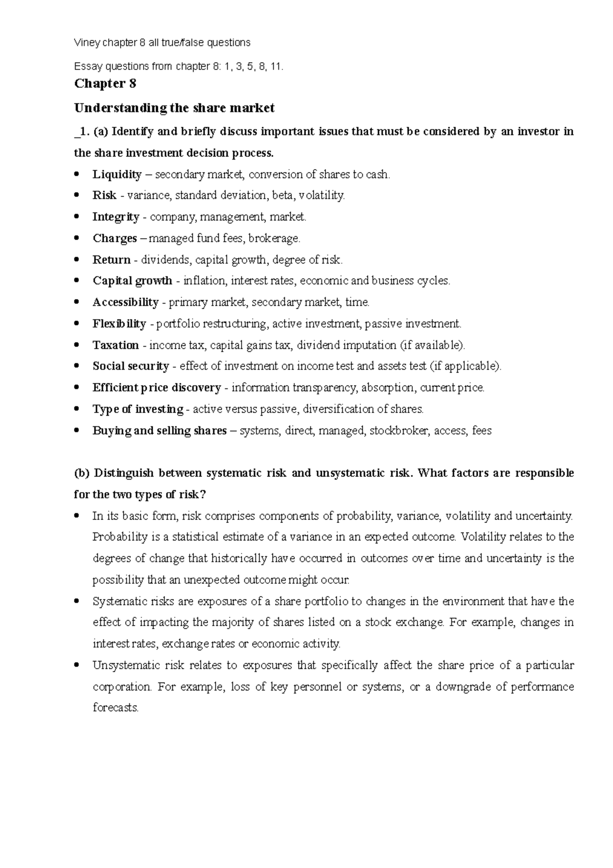 Solutions Chapter 8 - Essay questions from chapter 8: 1, 3, 5, 8, 11 ...