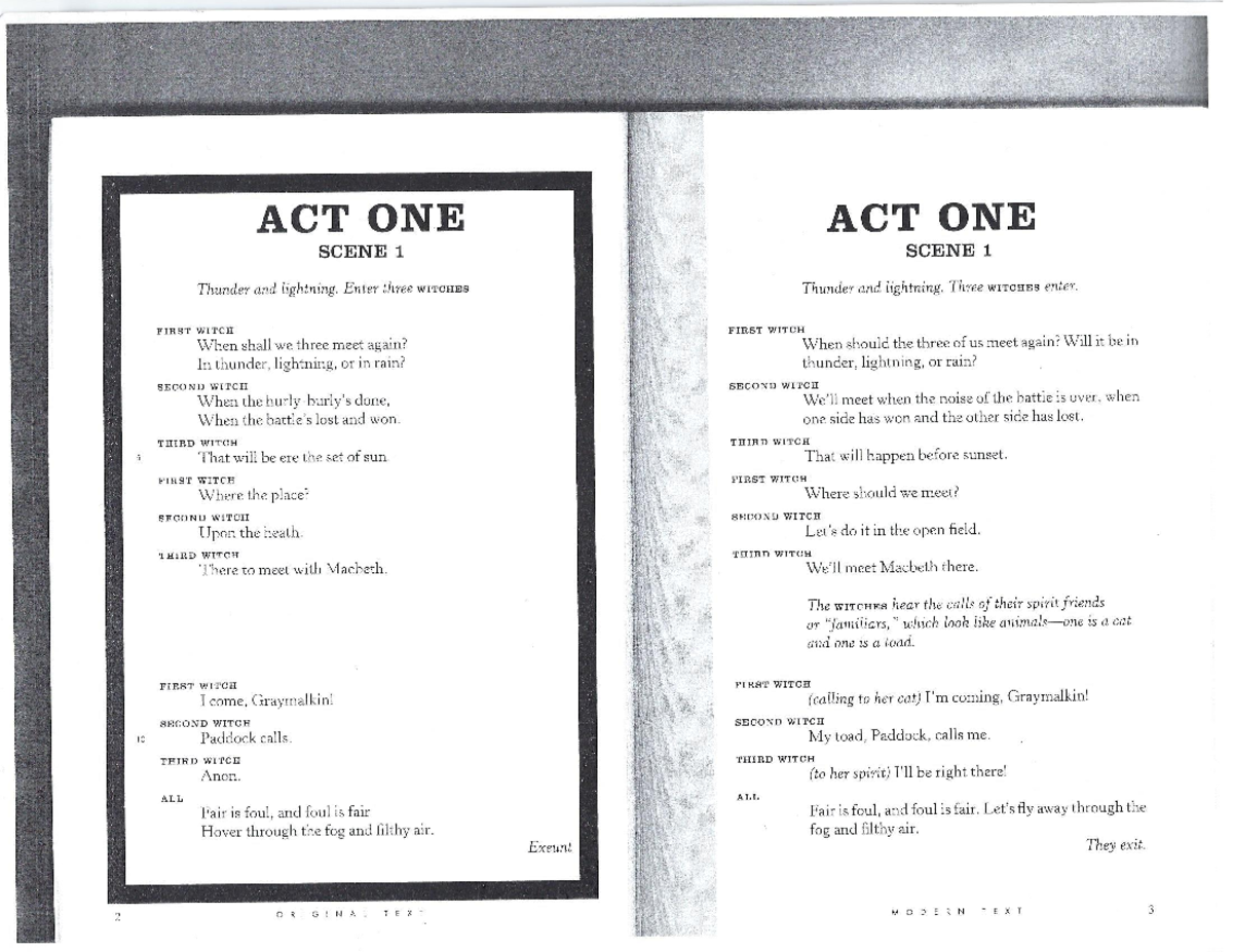1.1 and 1 - play - ACT ONE ACT ONE SCENE 1 SCENE 1 Thunder and ...
