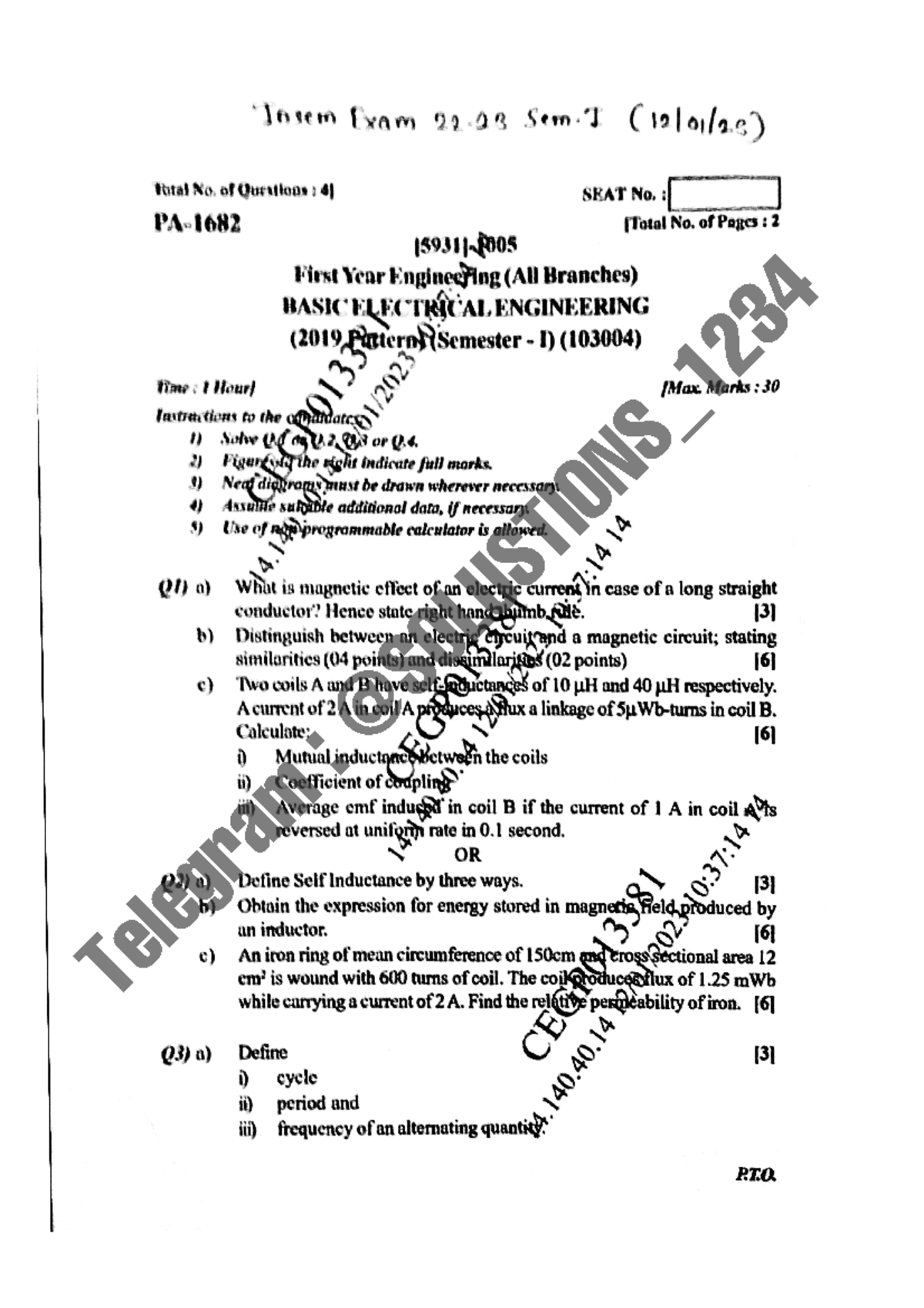 BEE Insem 2022-23 solution by VP - Basic electrical engineering - Studocu