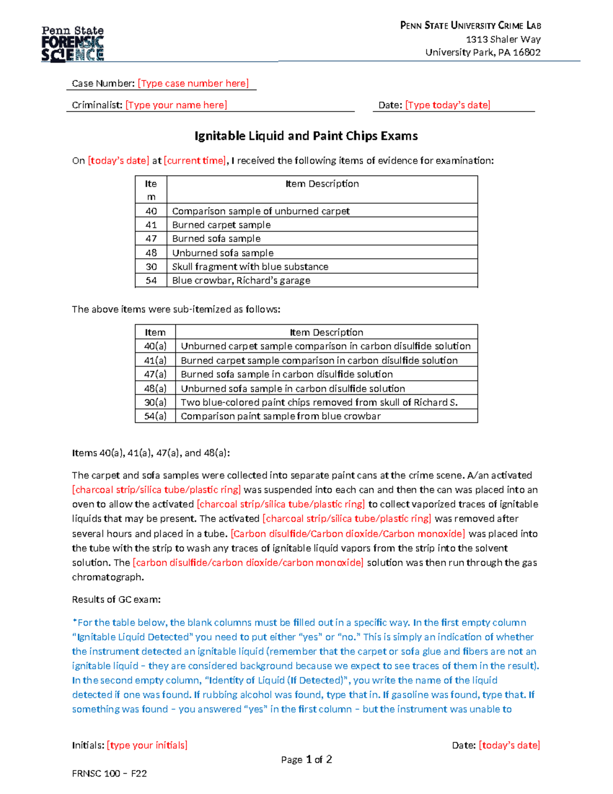 Case Notes - Ignitable Liquids and Paint Chips-1 - PENN STATE ...
