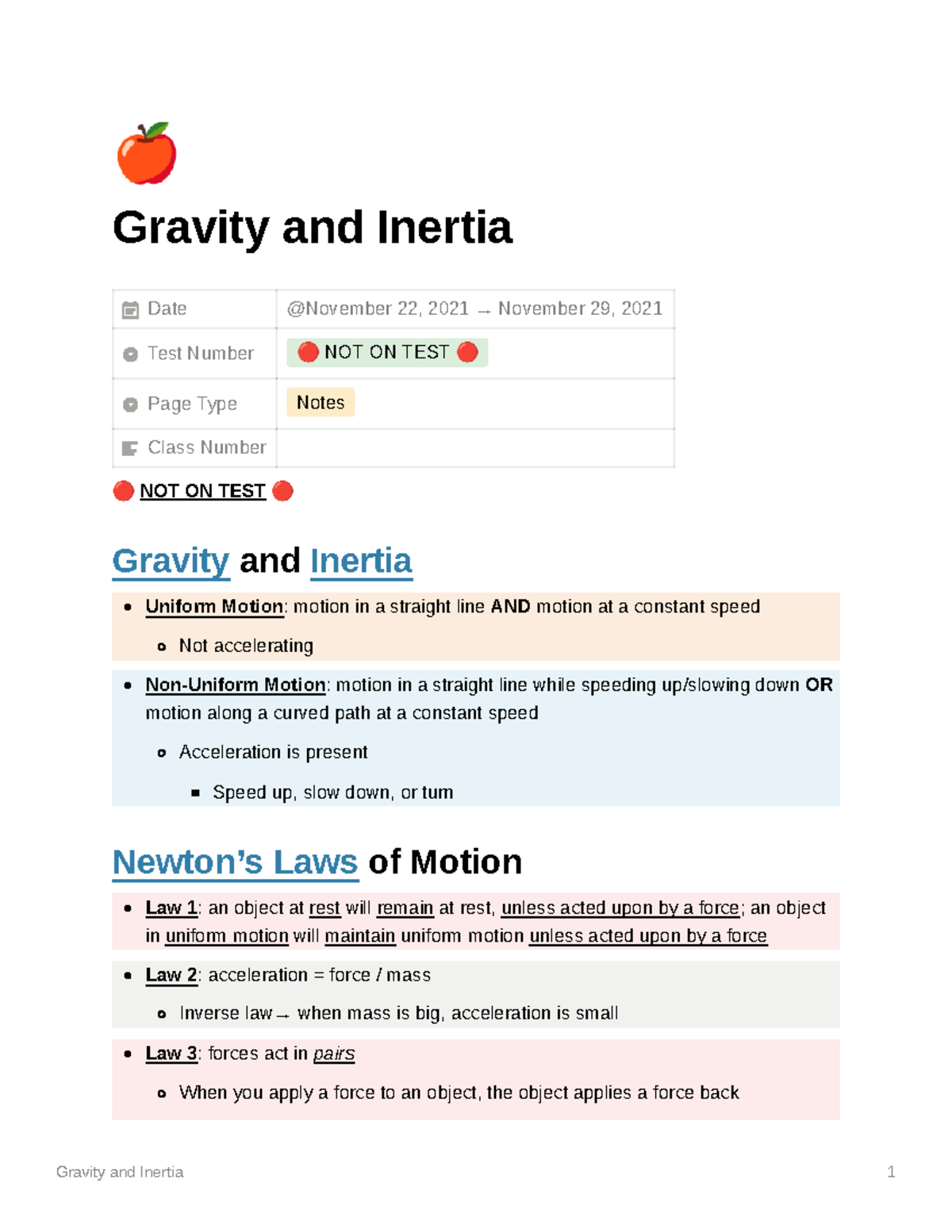 Gravity and Inertia - Dr. Eric Klumpe - Gravity and Inertia 1 🍎 Gravity ...