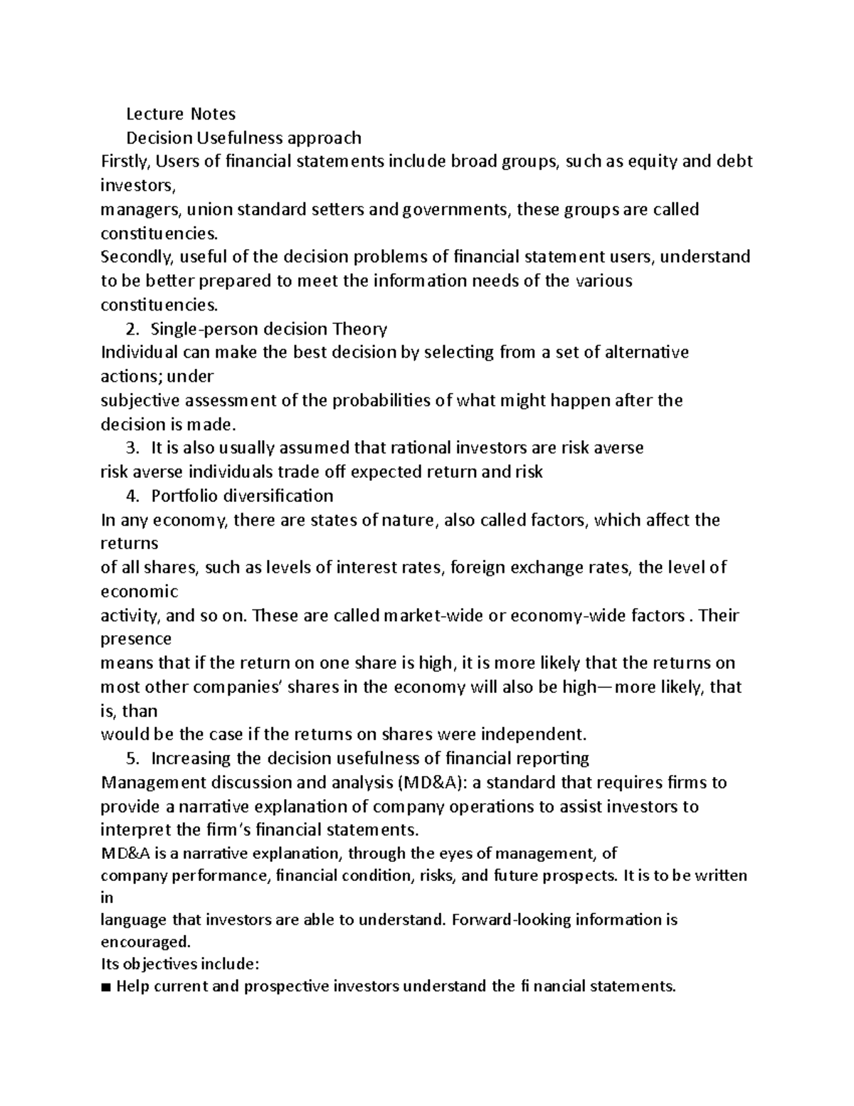 Lecture Notes Chapter 3 - Lecture Notes Decision Usefulness approach ...