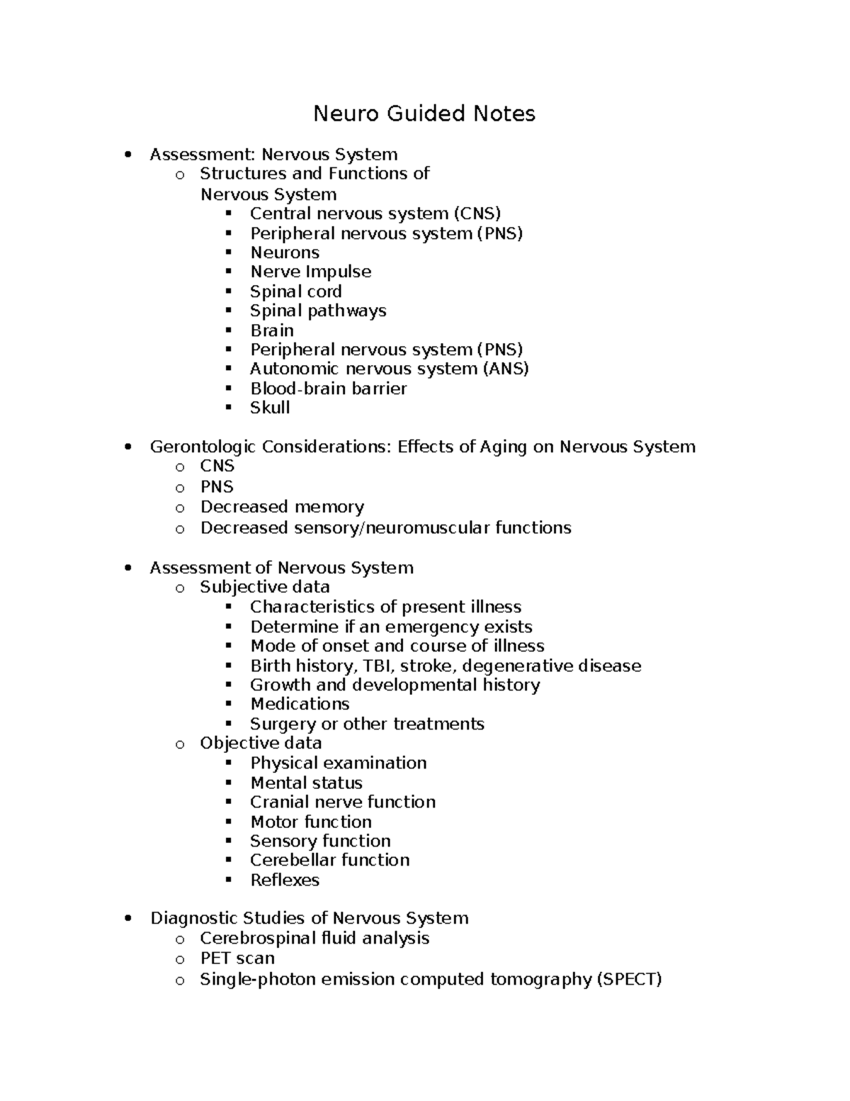 RNRS 216 Neuro Guided Notes Template - Neuro Guided Notes Assessment ...