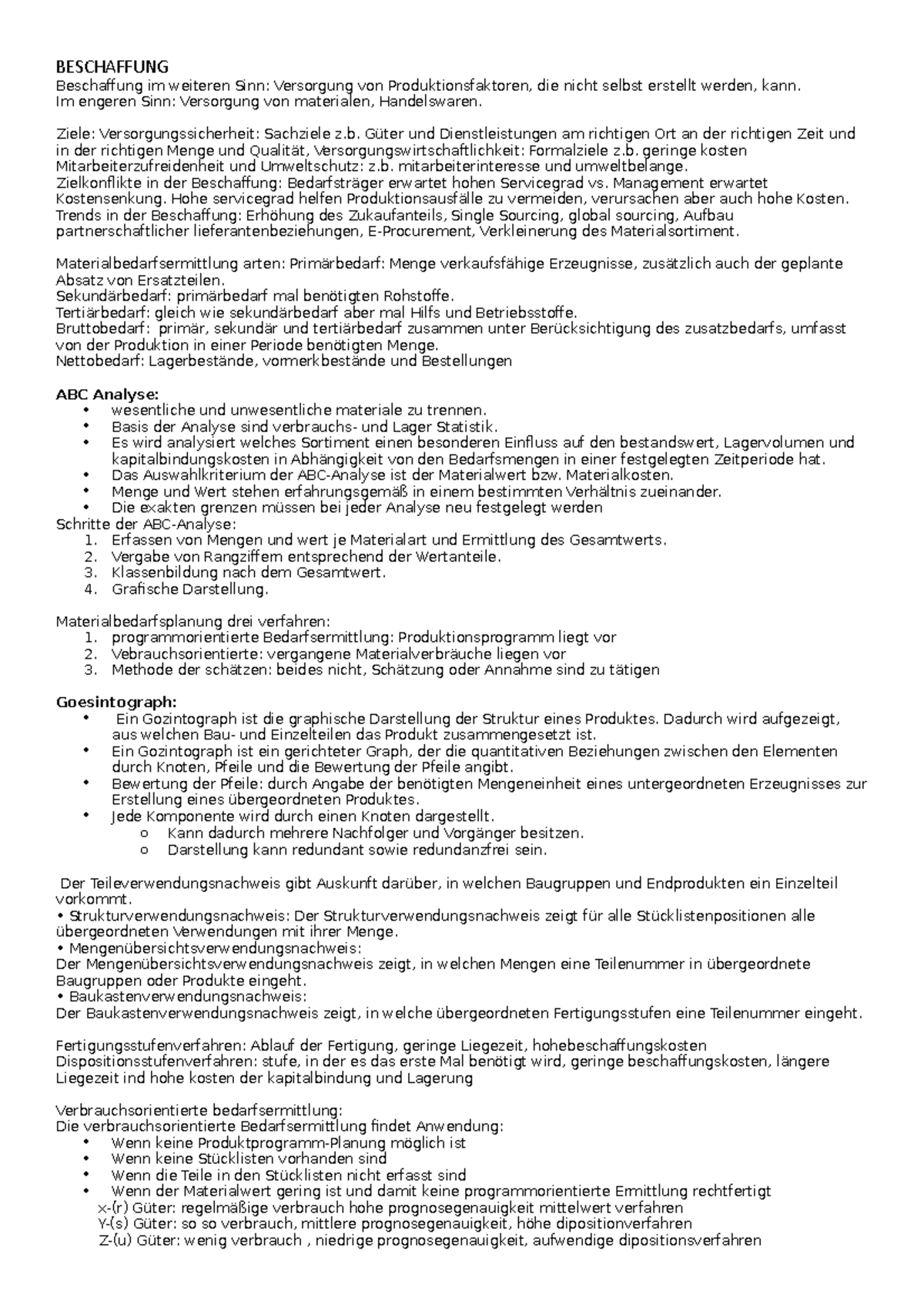 Beschaffung im weiteren Sinn - Im engeren Sinn: Versorgung von ...