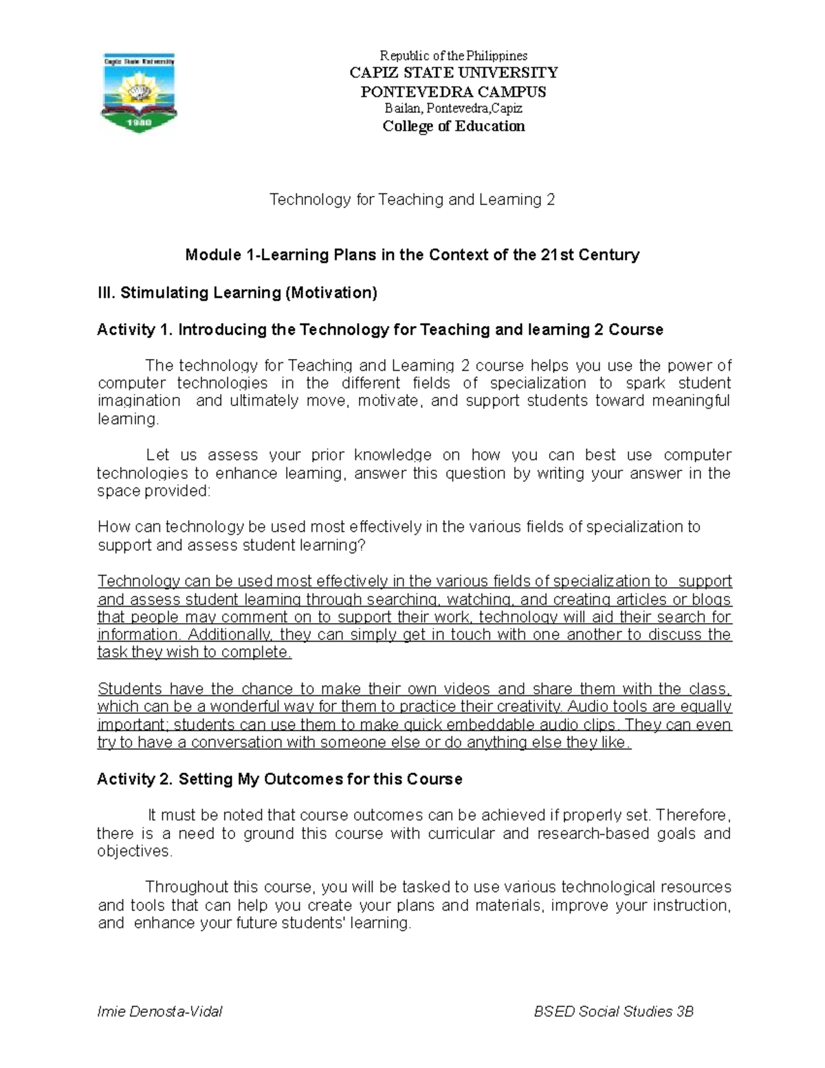 Module 1-Technology for Teaching and Learning 2 for Social Science ...