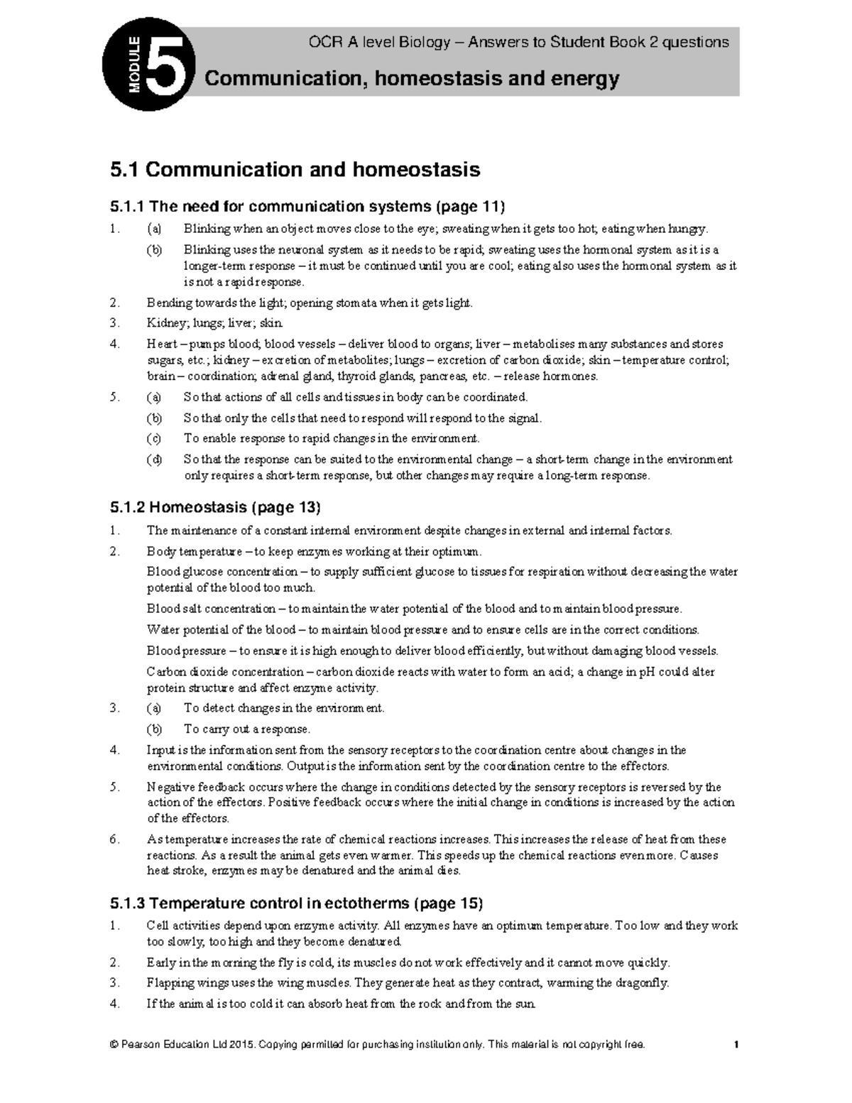 OCR A level Biology – Answers to Student Book 2 questions - MODULE 5 ...