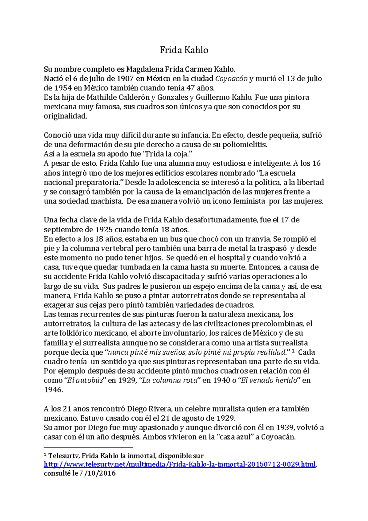 Frida Kahlo - Fiche biographique sur personnalité hispanophone. - Frida ...