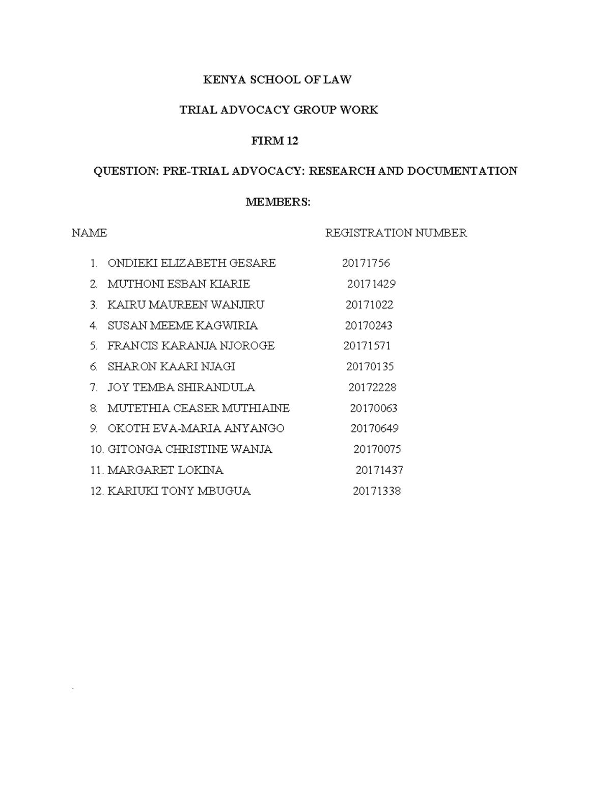 Kenya School OF LAW FIRM 12-2 - KENYA SCHOOL OF LAW TRIAL ADVOCACY ...