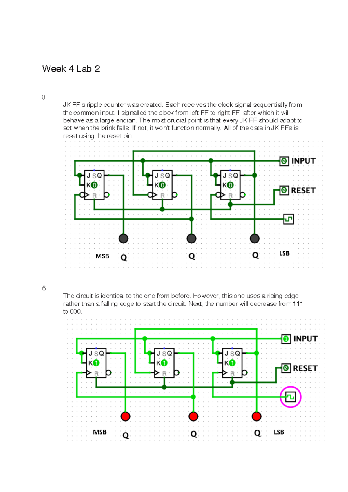 Week 4 Lab 2 Week 4 Lab 2 Week 4 Lab 2 3 Jk Ffs Ripple Counter Was Created Each Receives