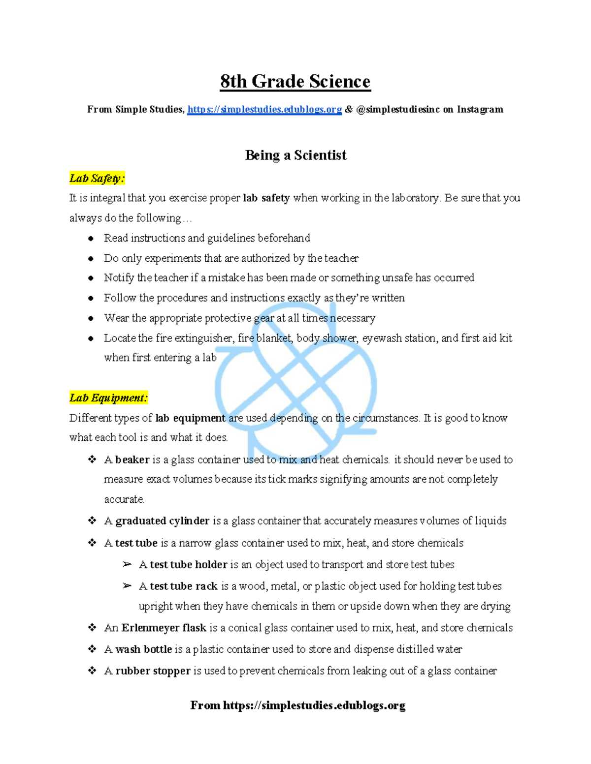 60a0394691 fce105722 da947 SS-8th-Grade-Science-1 - 8th Grade Science From Simple Studies, - Studocu