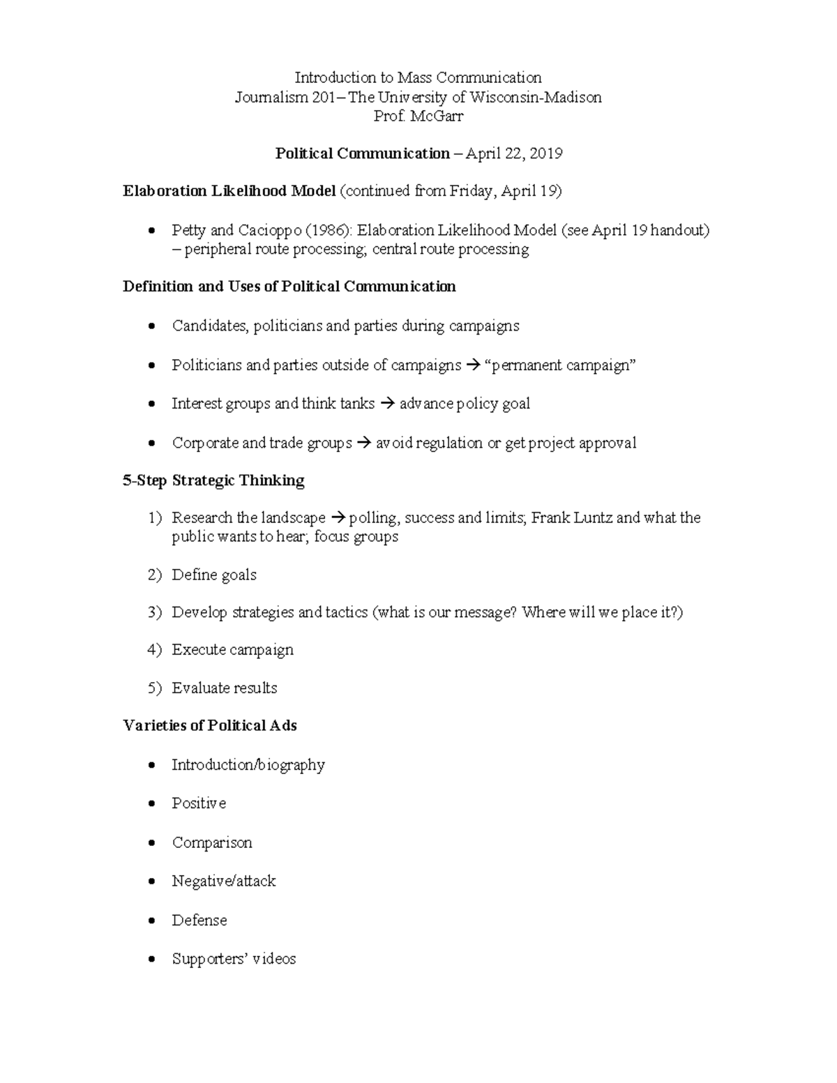 Handout 2019 04 22 - Introduction to Mass Communication Journalism 201 ...