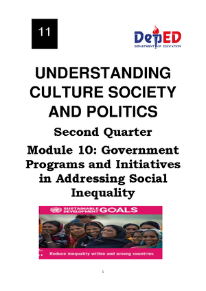 M11 WAYS TO Address Social Inequalities - UNDERSTANDING CULTURE ...