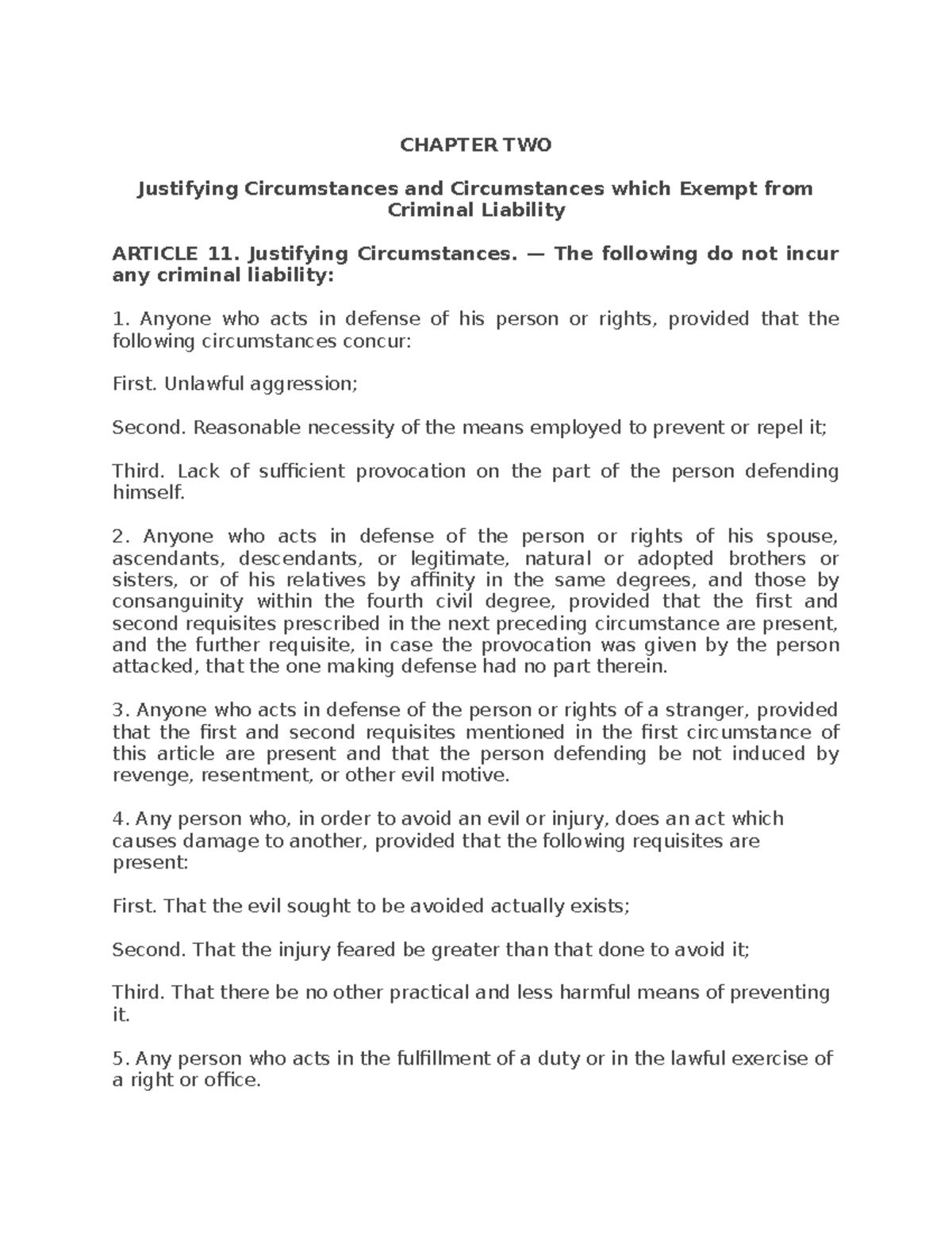 Jemaa LIST - Law - CHAPTER TWO Justifying Circumstances and ...