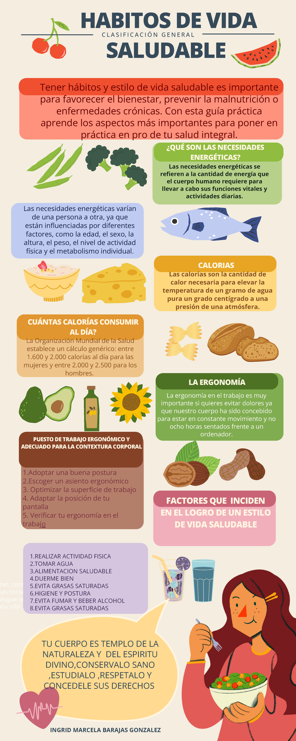Infografía Comida Saludable Ilustrado Multicolor - HABITOS DE VIDA SALUDABLE C L A S I F I C A C ...