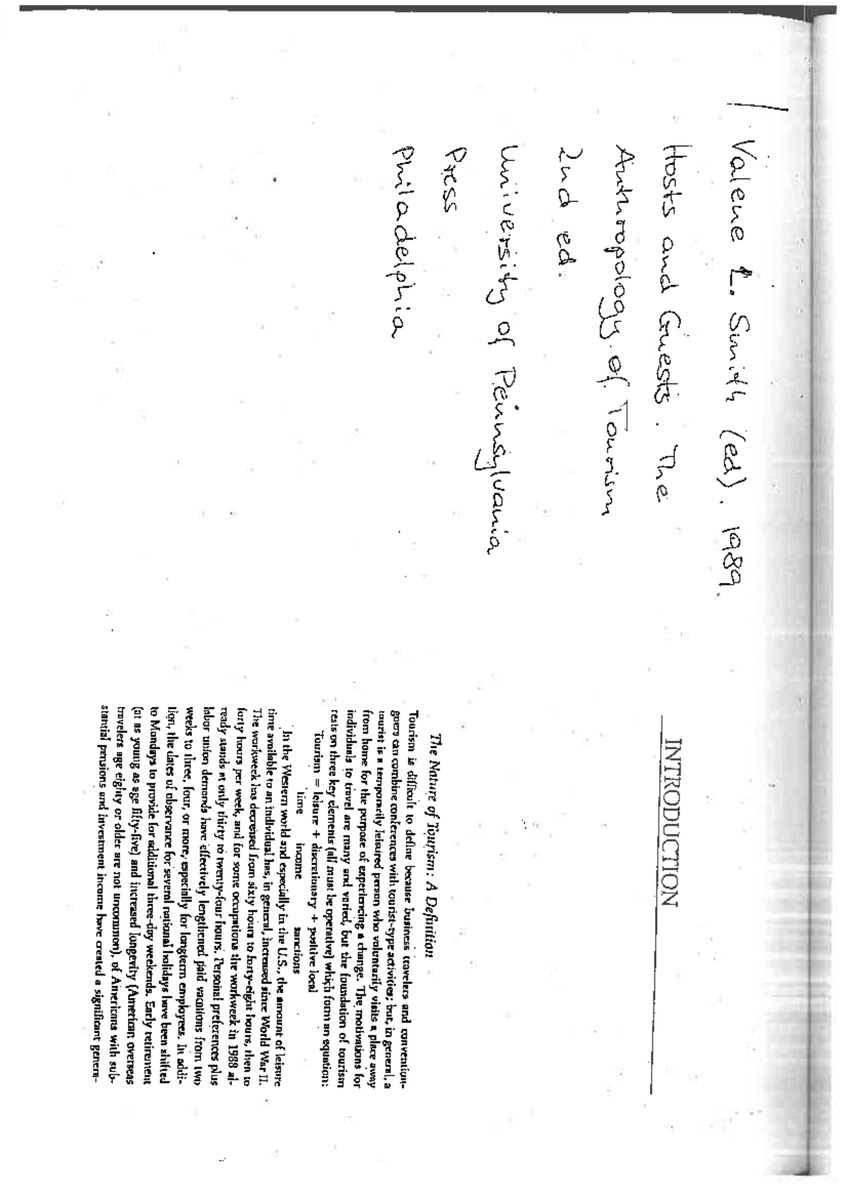 Reading 1, Introduction - Valene L. Smith (ed). 1989 Hosts and Guests ...