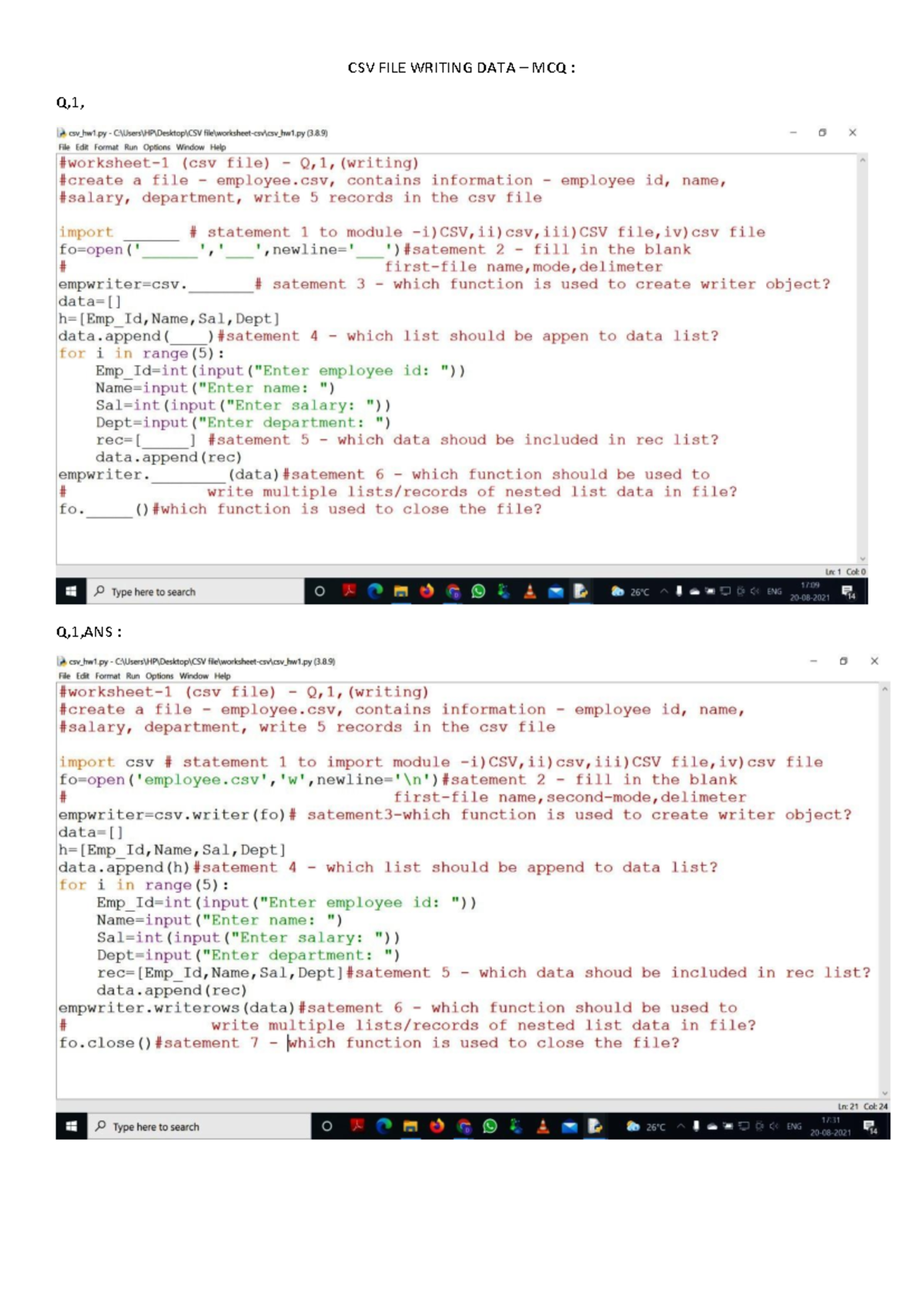 Csv Mcq Cbse Pattern Pdf Geographical Information Systems Csv File Writing Data Mcq Q1