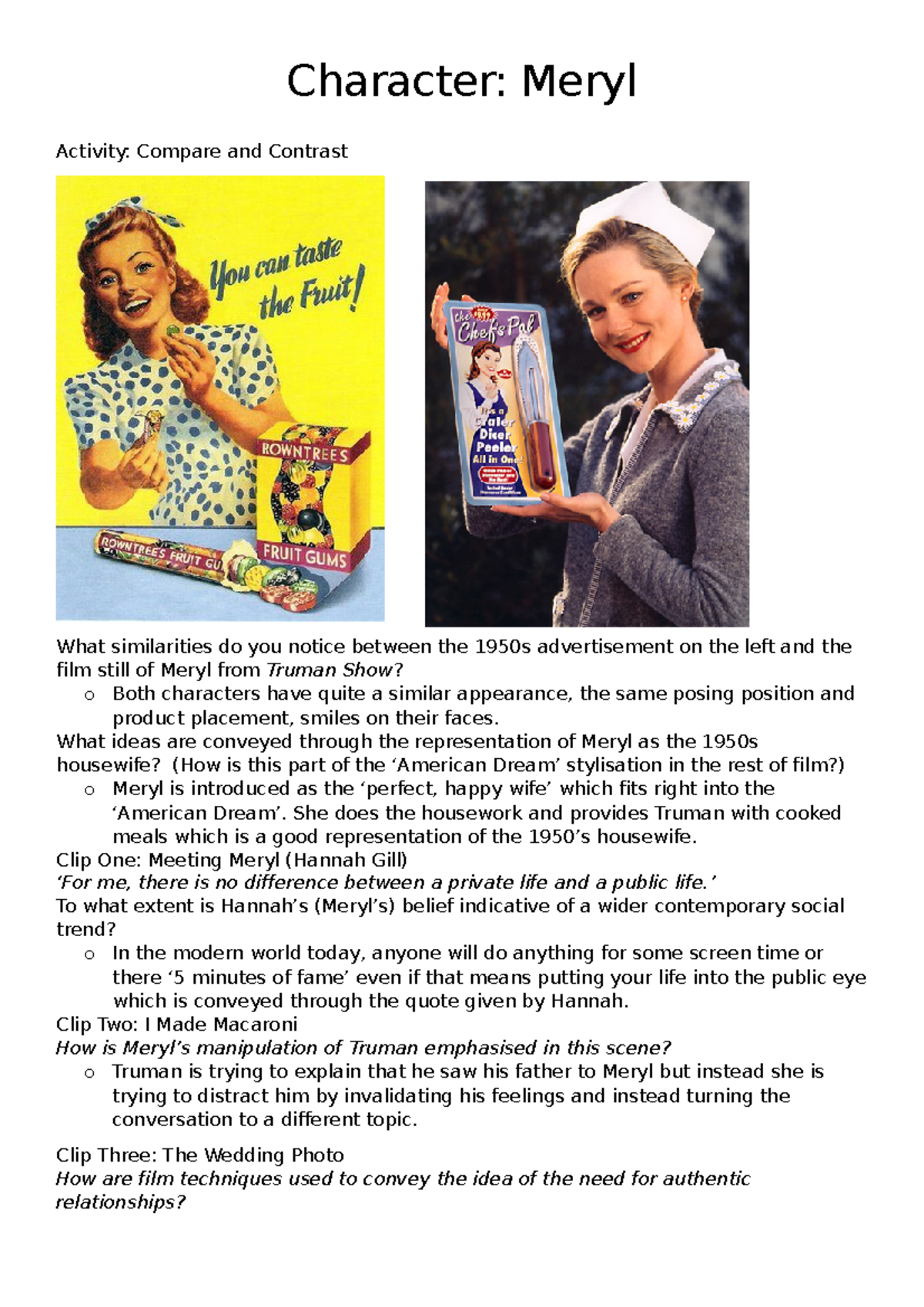 Meryl Character Analysis - Studocu