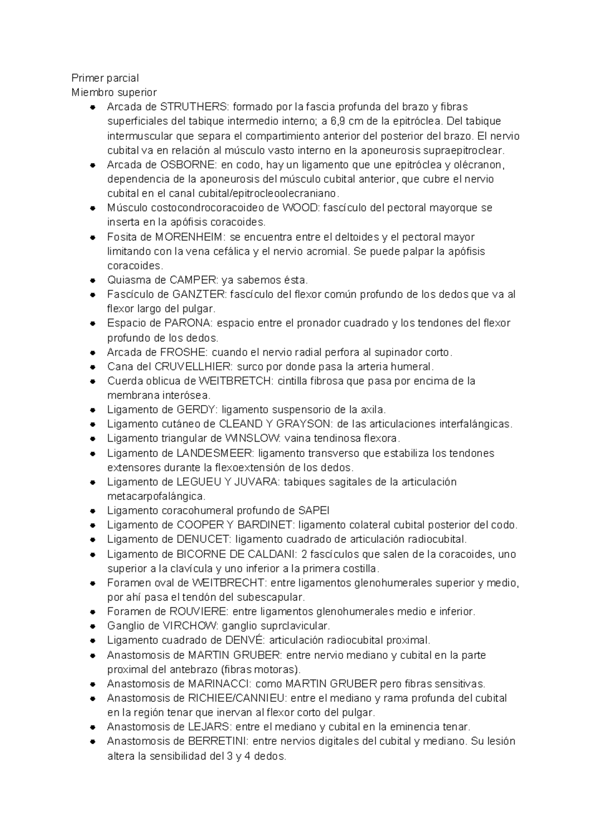 Eponimos anato - Primer parcial Miembro superior Arcada de STRUTHERS ...