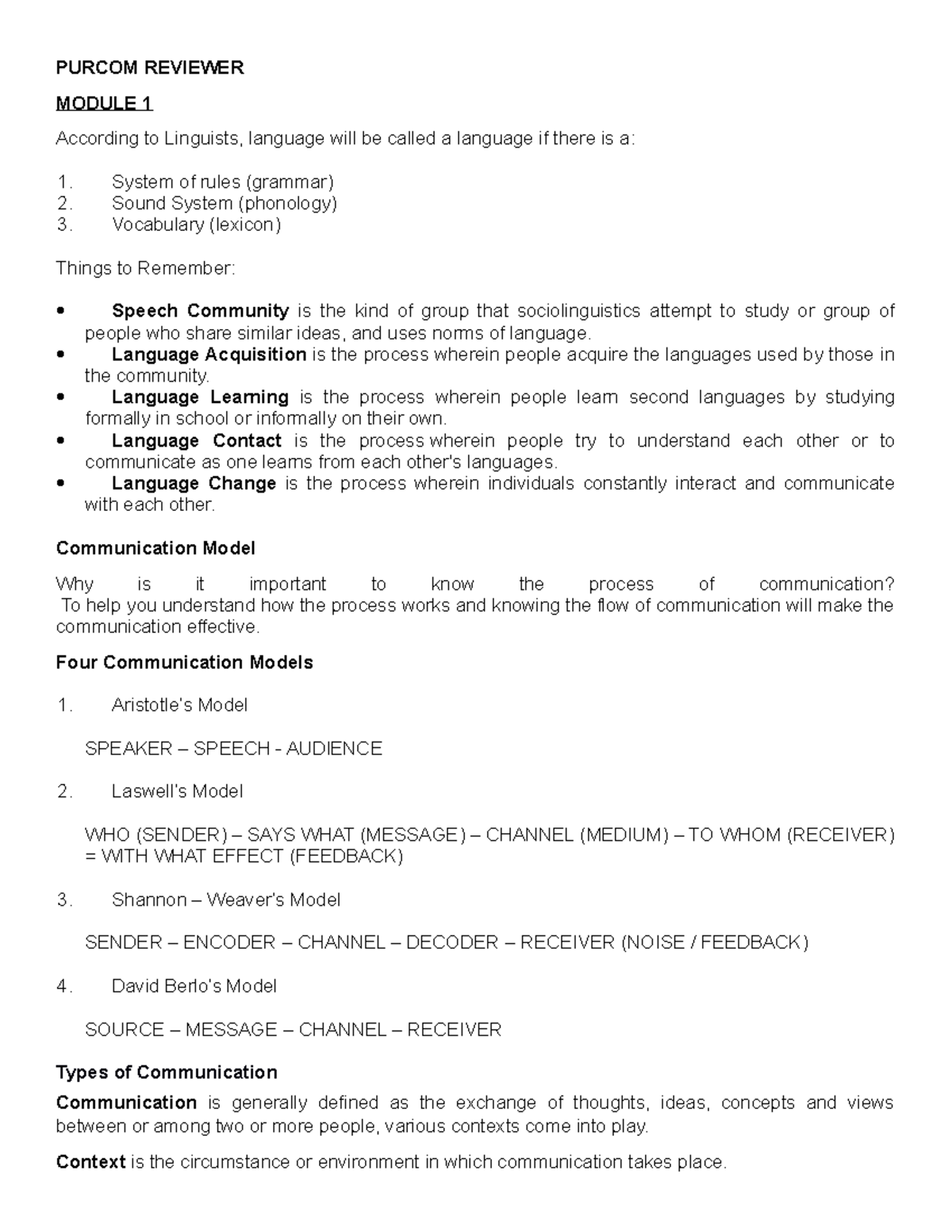 Reviewer- Purcom - Lecture notes 3-7 - Purposive Communication - TIP ...