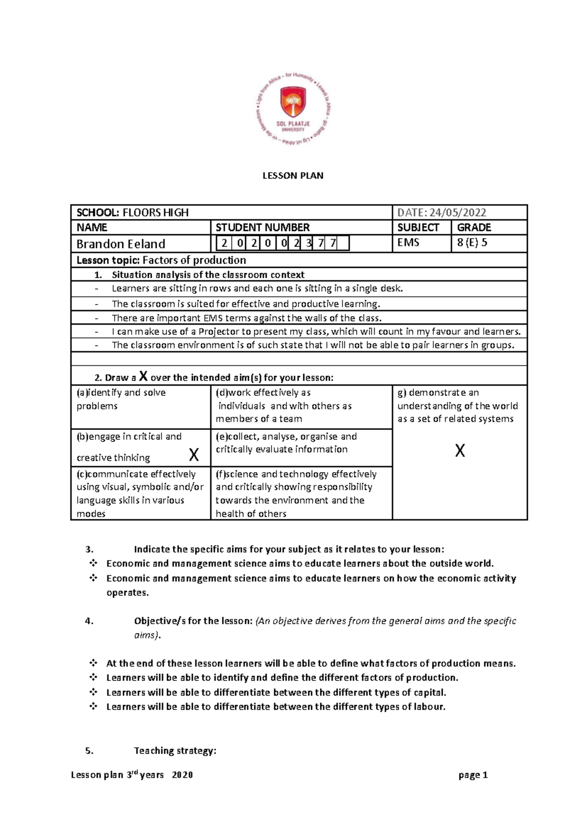 All Lesson Plans - ####### LESSON PLAN SCHOOL: FLOORS HIGH DATE: 24/05 ...