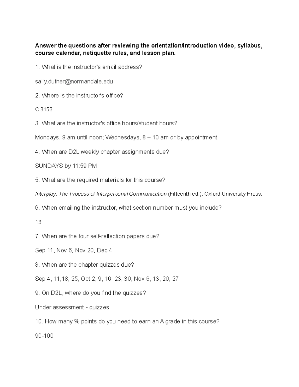 Orientation Assignment - Answer the questions after reviewing the ...