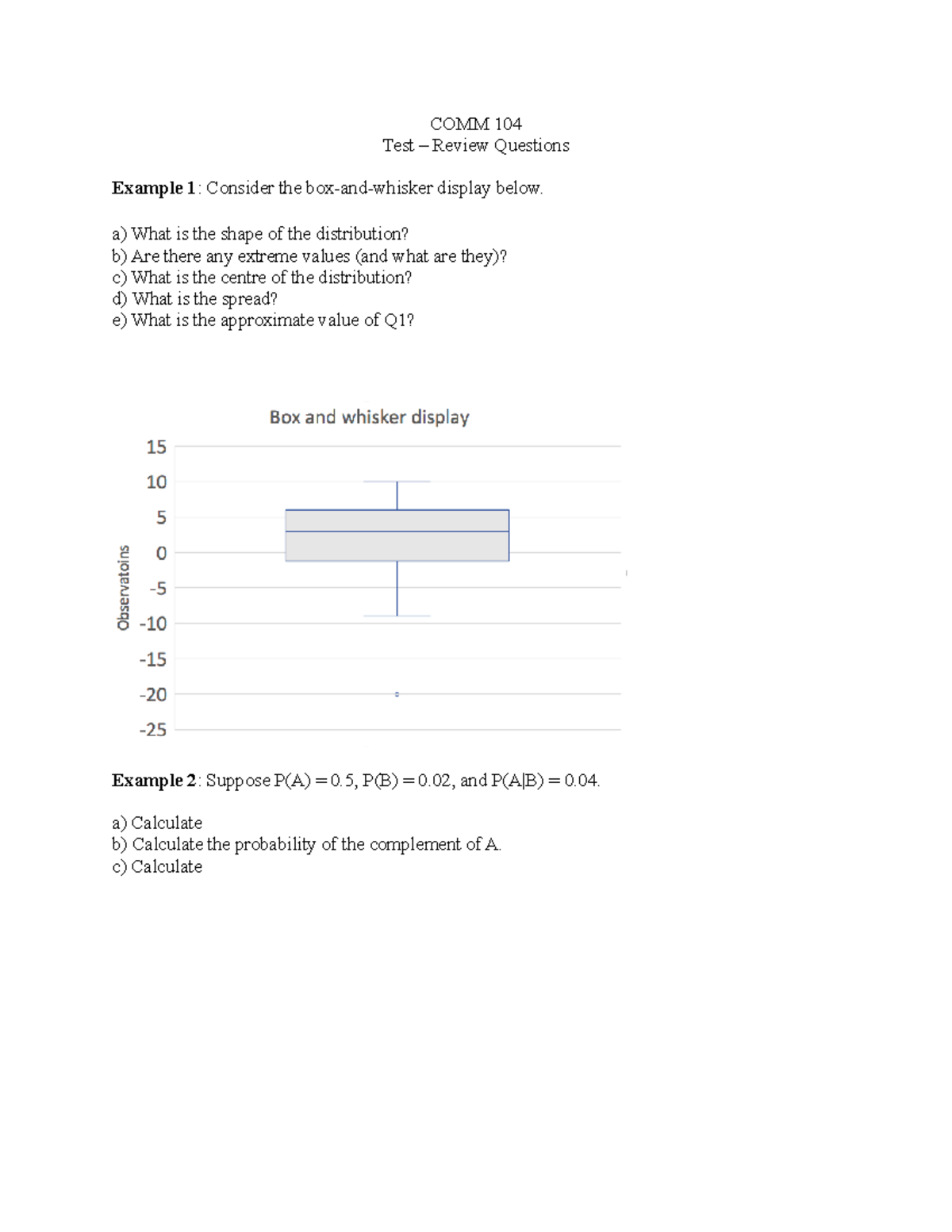 Test Review Questions - COMM 104 Test – Review Questions Example 1 ...