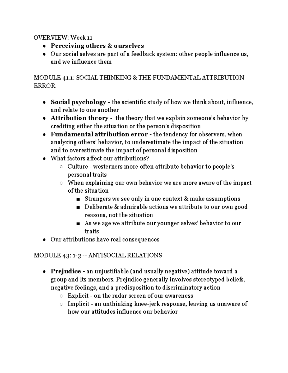 Week 11 (Modules 41, 42, 43, 44) - OVERVIEW: Week 11 Perceiving others ...