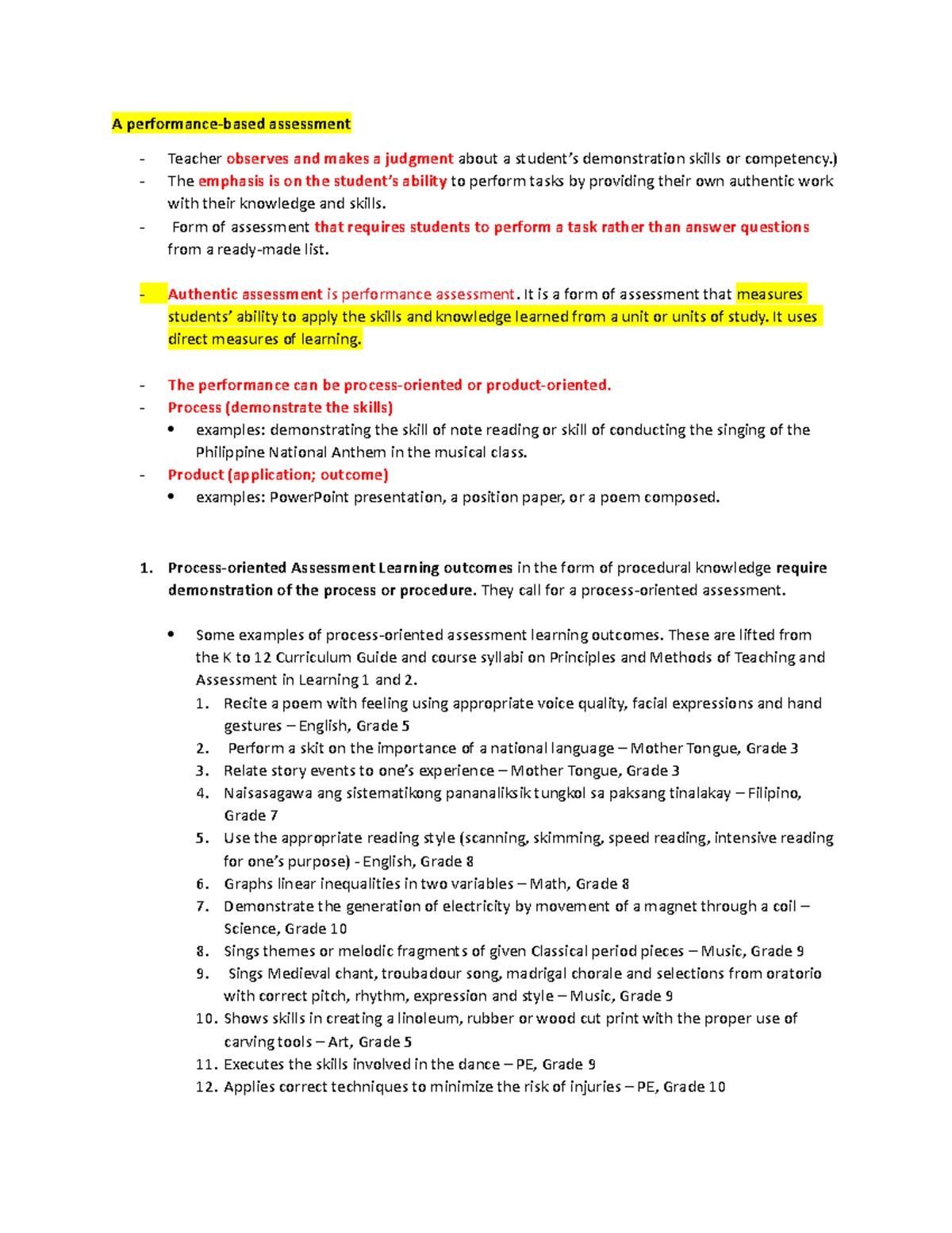 Chapter 1: Authentic Assessment - A performance-based assessment ...