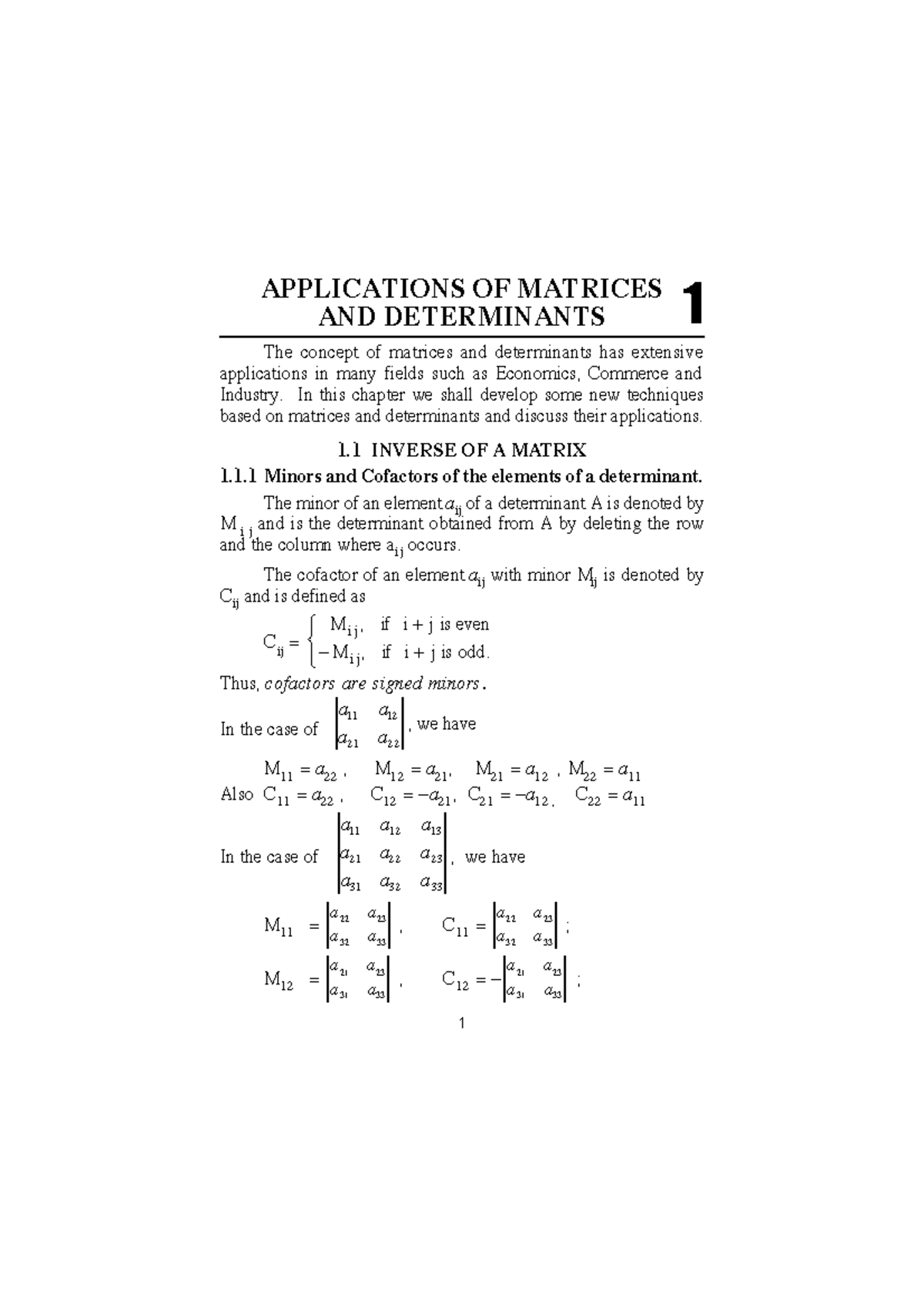 1. Matrix Determinant AND Inverse - The concept of matrices and ...