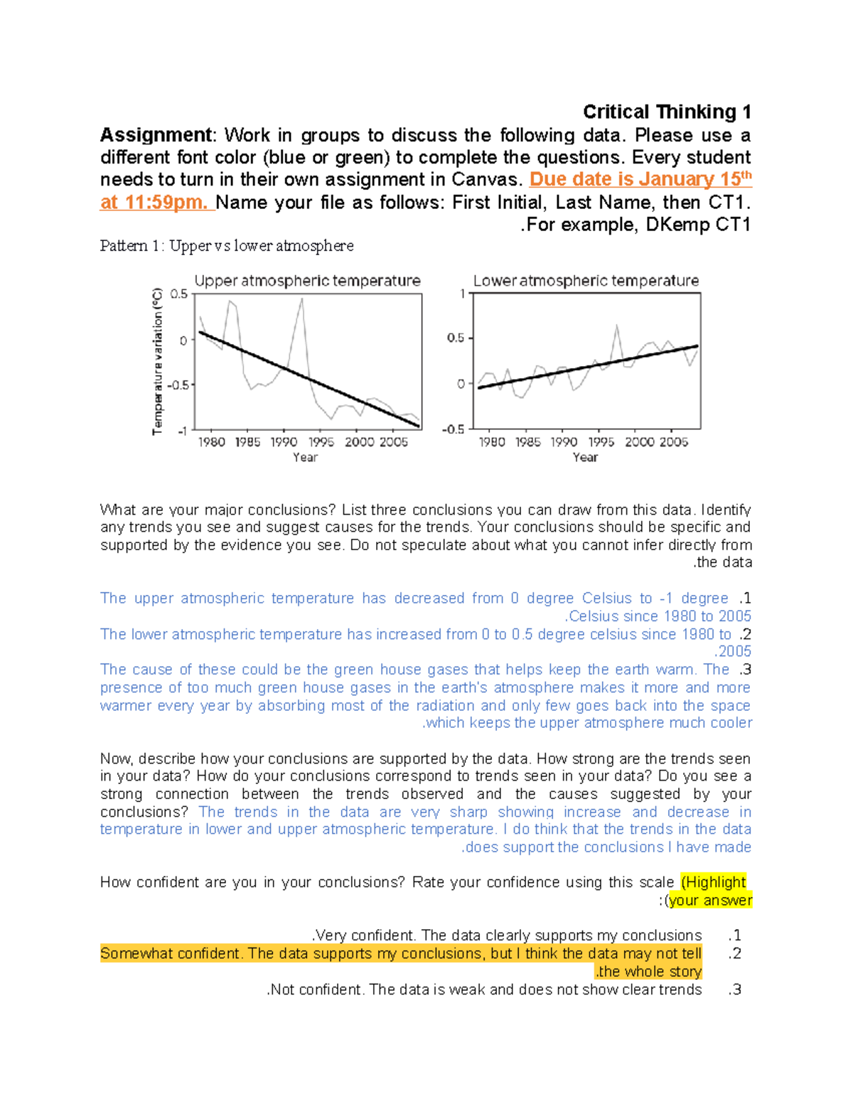 NRay CT1 - critical thinking - Critical Thinking 1 Assignment: Work in groups to discuss the ...