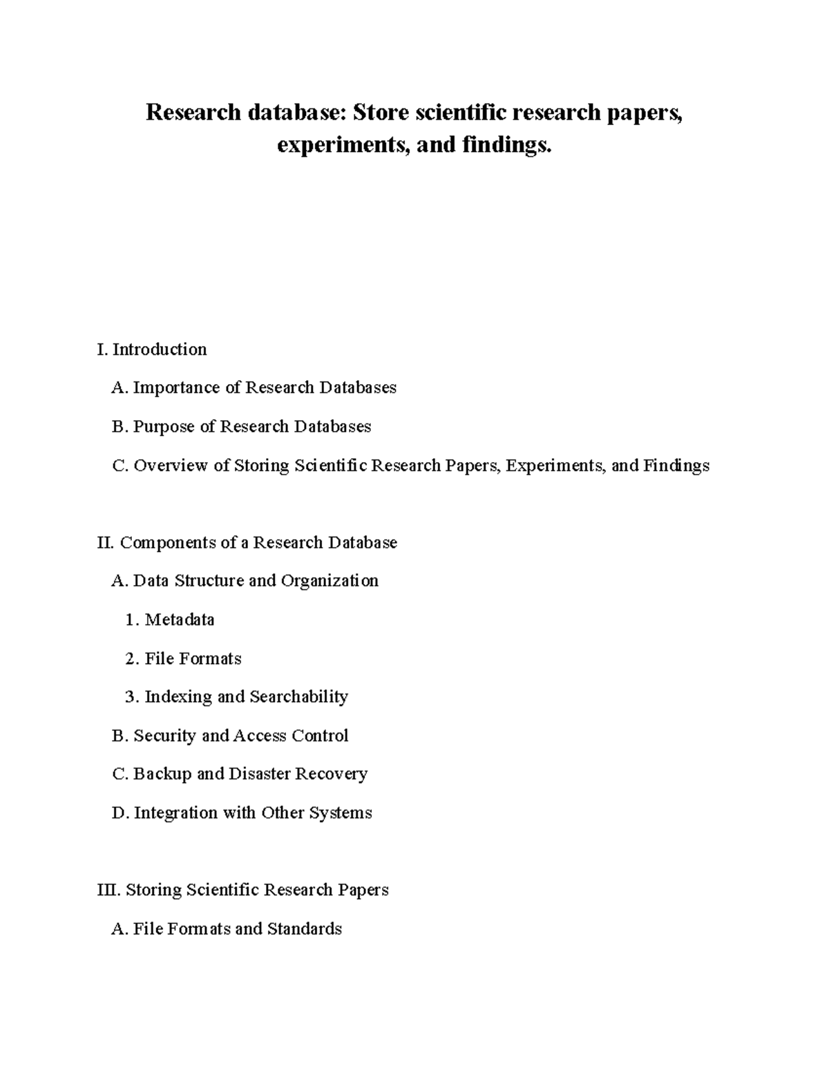 Research database Store scientific research papers, experiments, and ...