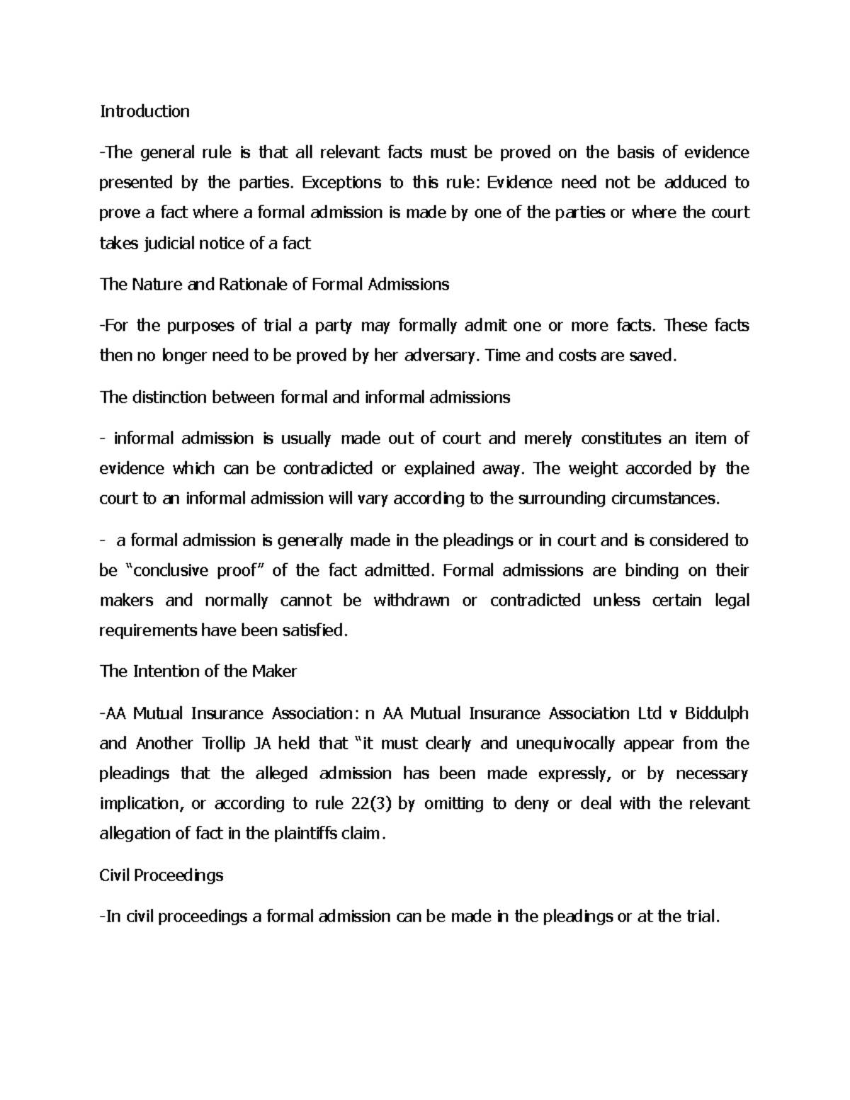 Study unit 21 evaluation of evidence - Introduction The general rule is ...