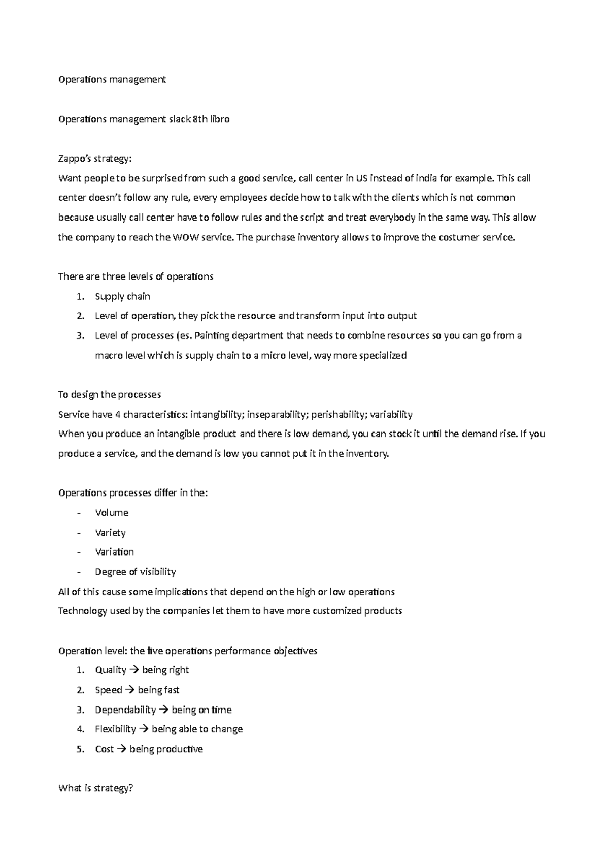 Operation management lectures notes given in class - Operations ...