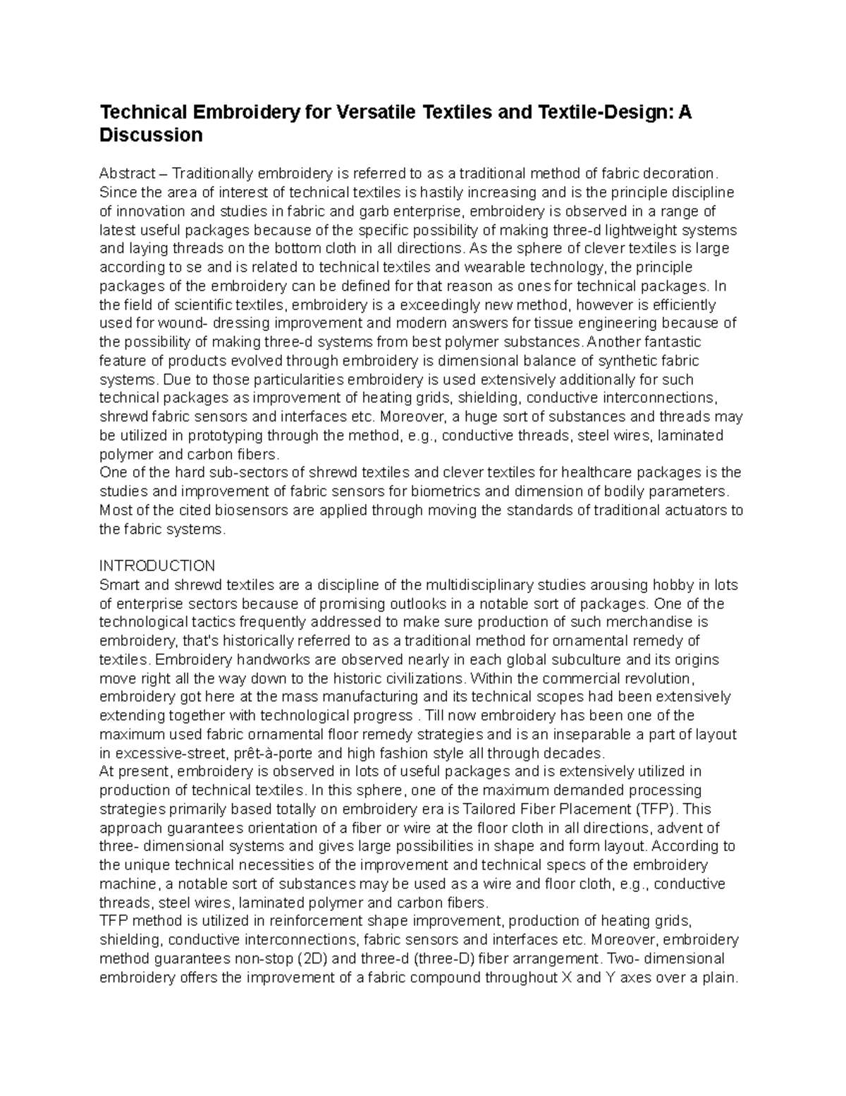 Technical Embroidery for Versatile Textiles and Textile-Design A ...