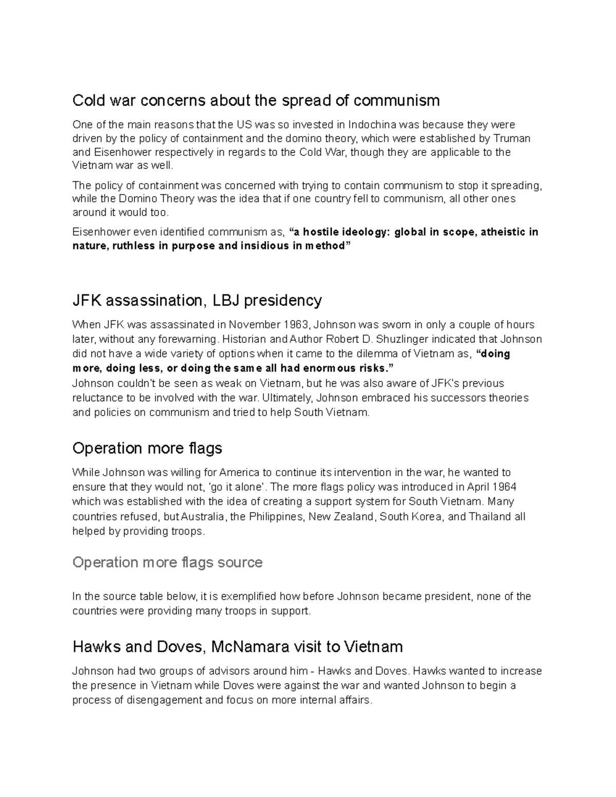 Us policy to vietnam after 1964 - modern history hsc - Cold war ...