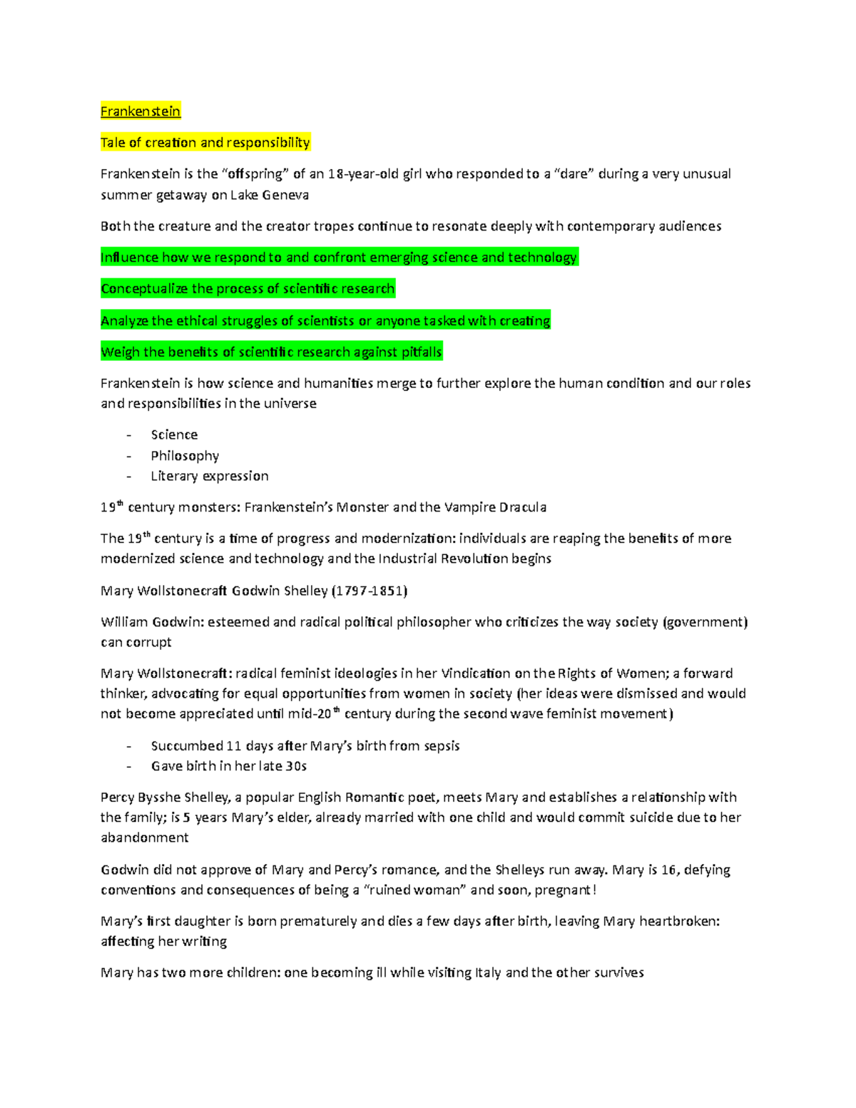 Frankenstein - Frankenstein Tale of creation and responsibility ...