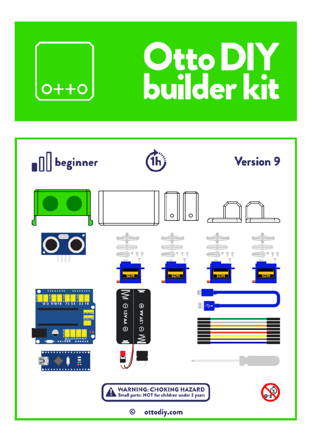 Otto DIY Manual V9 - Otto DIY builder kit .00 beginner 1h Version 9 001 T SG90 13 12 7654 32 10 ...