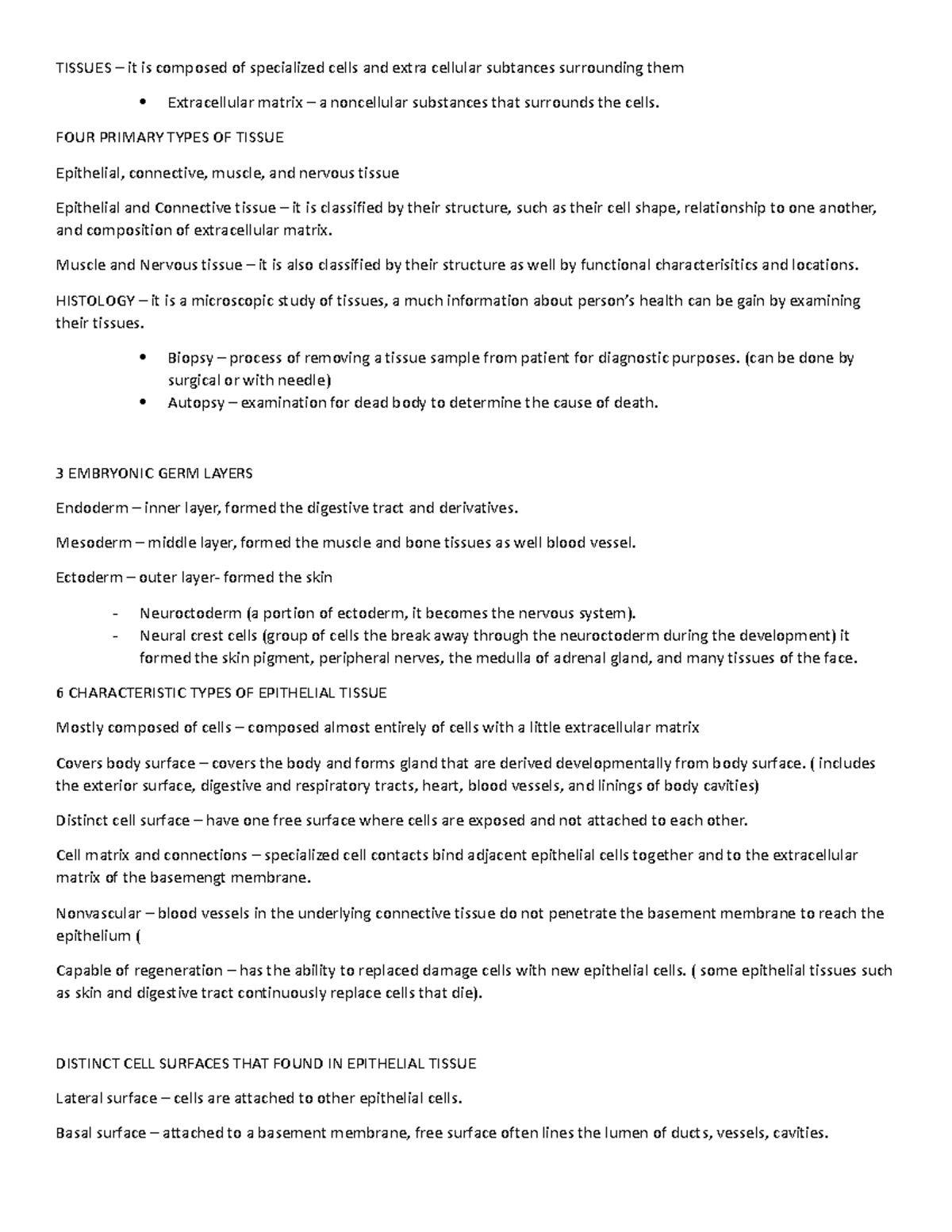 Tissues - TISSUES – it is composed of specialized cells and extra ...