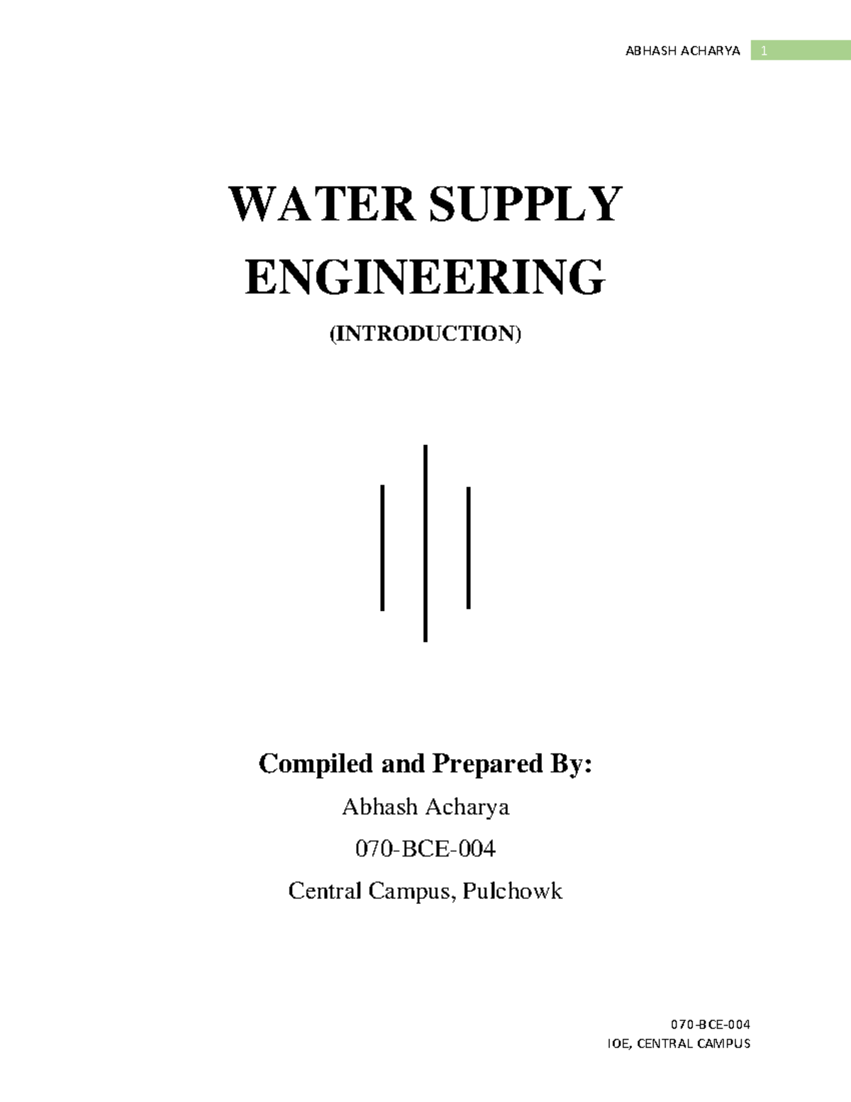 Introduction - sanitary - 070-BCE- WATER SUPPLY ENGINEERING ...
