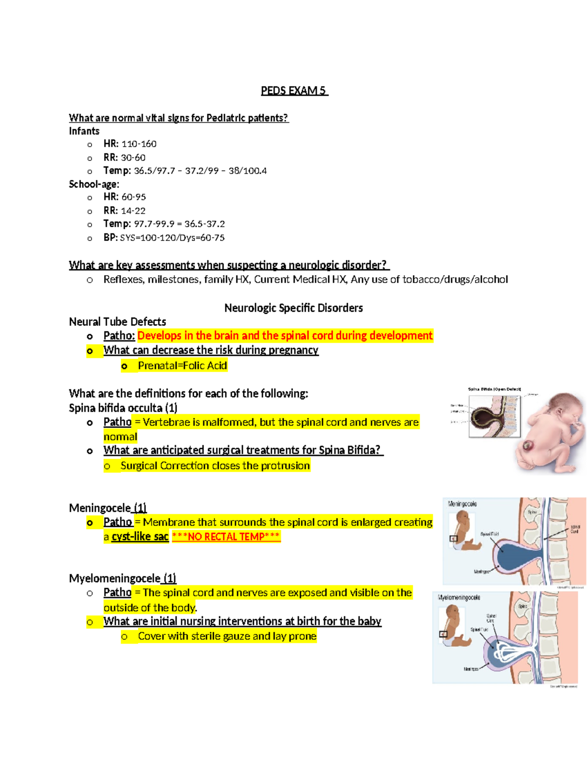 PEDS EXAM 5 - Exam 5 study guide - PEDS EXAM 5 What are normal vital signs for Pediatric ...