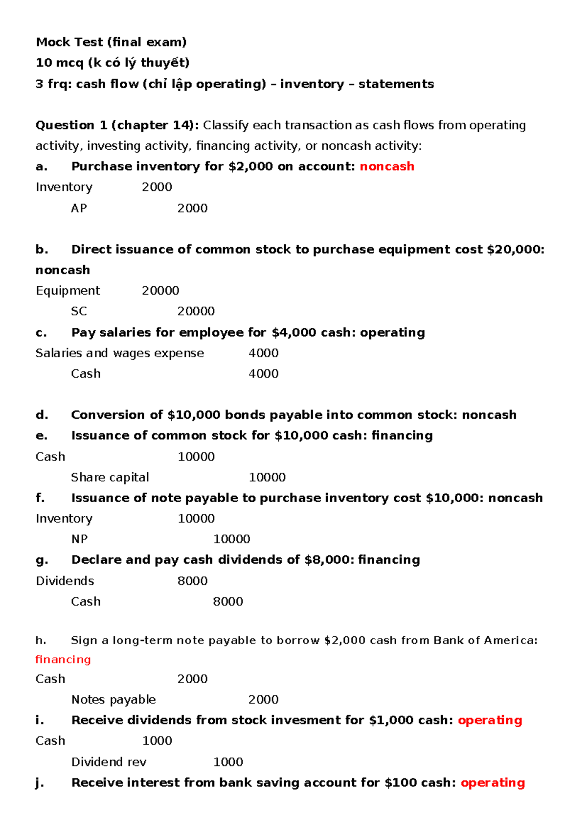 Mock Test 201 - accounting mock test answer - Mock Test (final exam) 10 ...